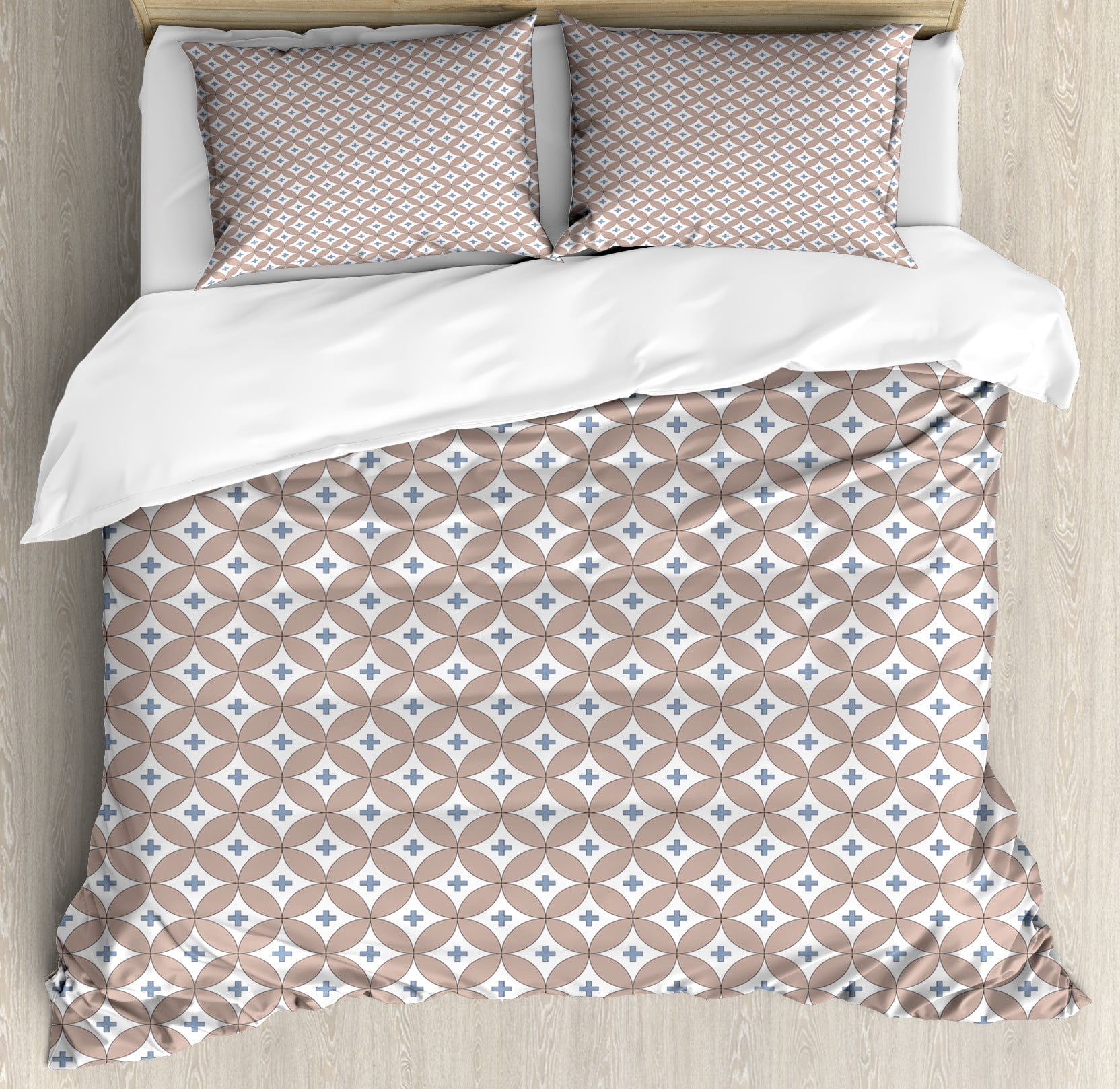 Geometric Duvet Cover Set, Entwined Circles with Small Plus Signs ...