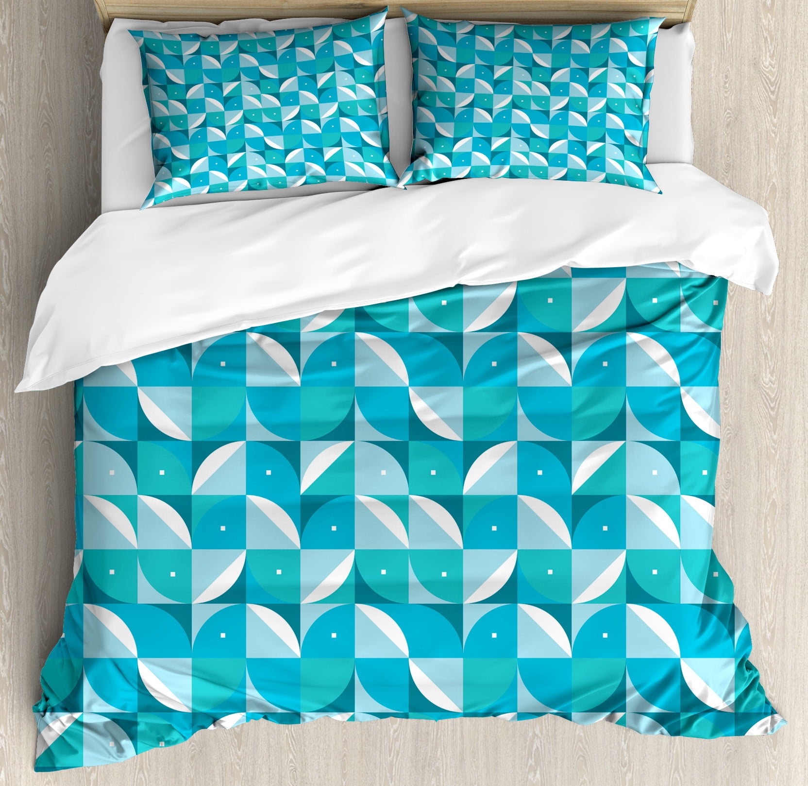 Geometric Duvet Cover Set, Fractal Abstract Forms Background with Half ...
