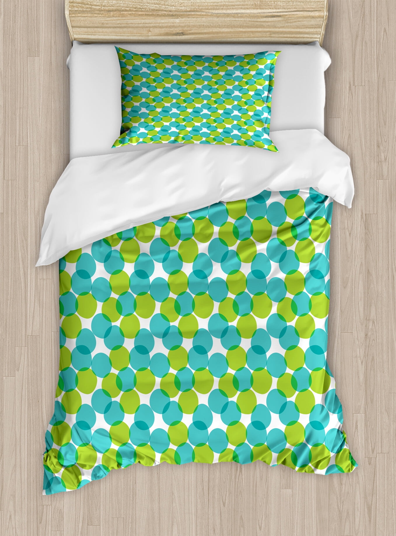 Geometric Duvet Cover Set, Intertwined Deformed Circles on Plain ...