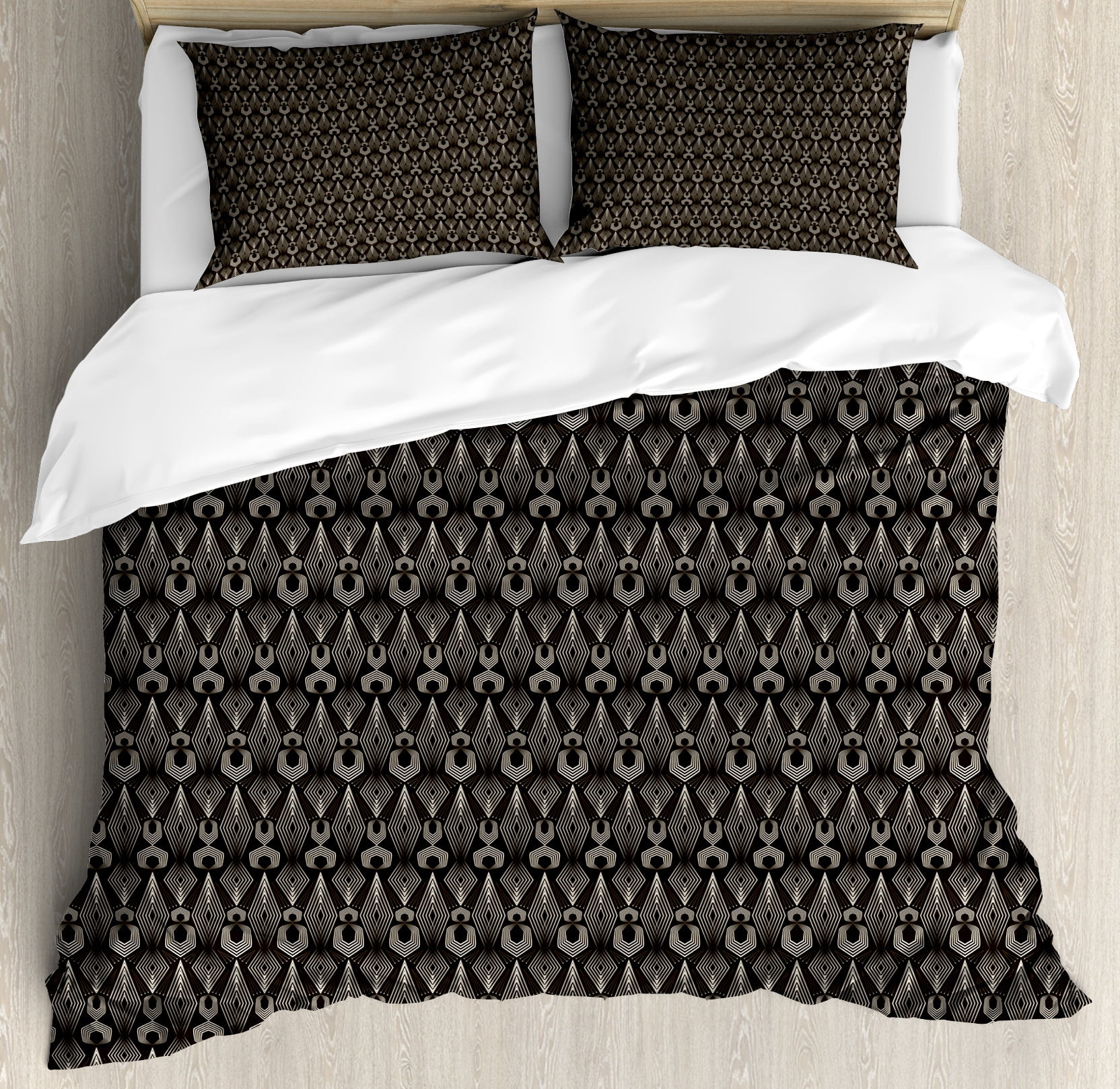 Geometric Duvet Cover Set, Layout of Modern Shapes and Streaks Abstract ...