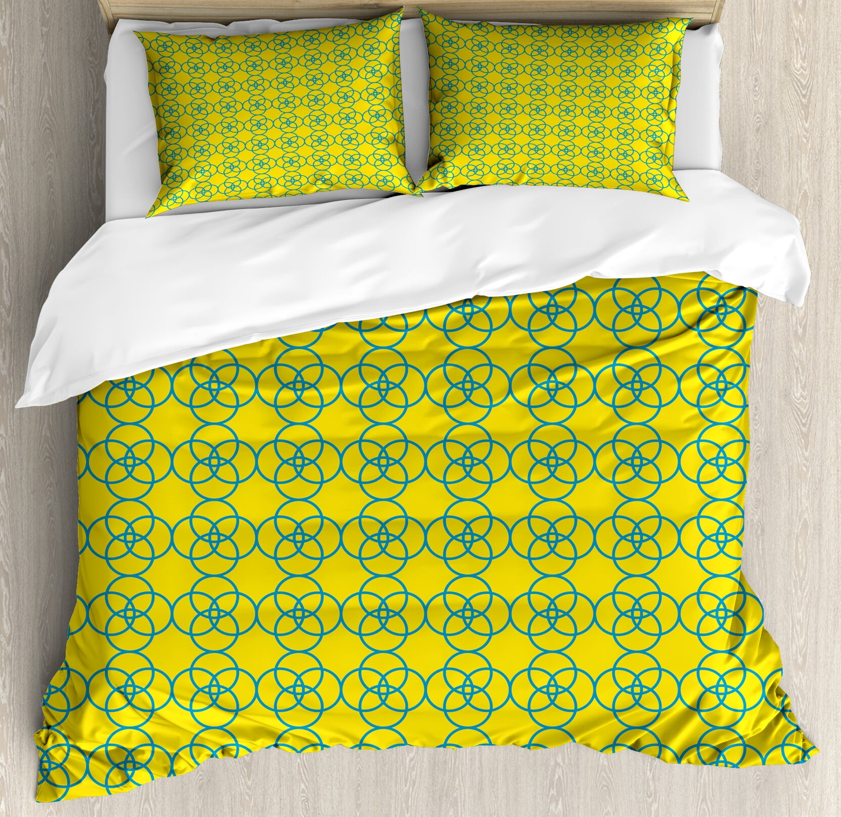 Geometric Duvet Cover Set, Modern Continuous Design Circles Chains Art ...
