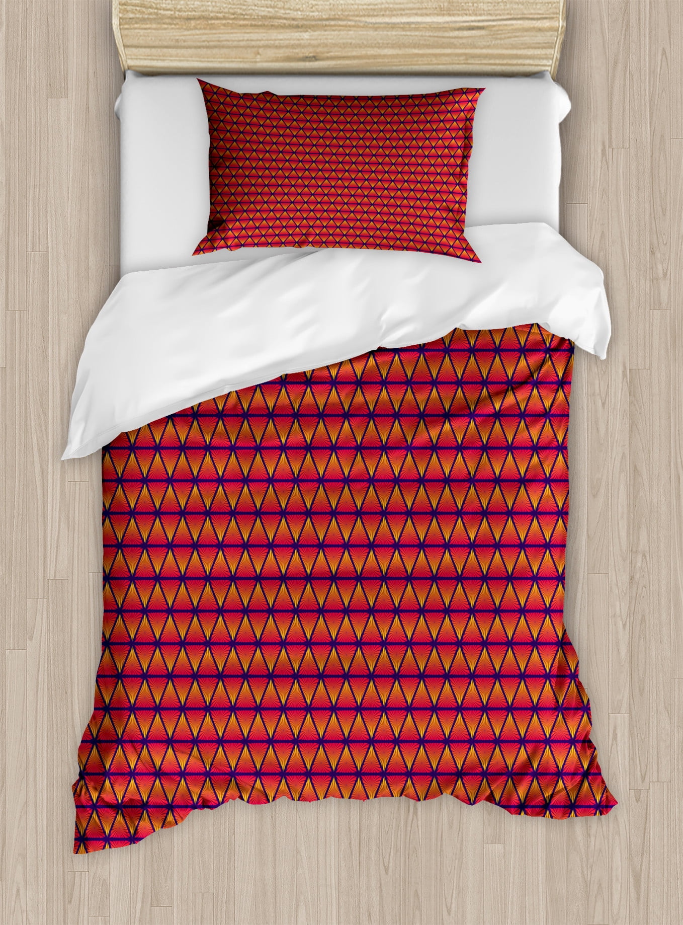 Geometric Duvet Cover Set, Modern Design Whirlpool Spiral Look Triangle ...
