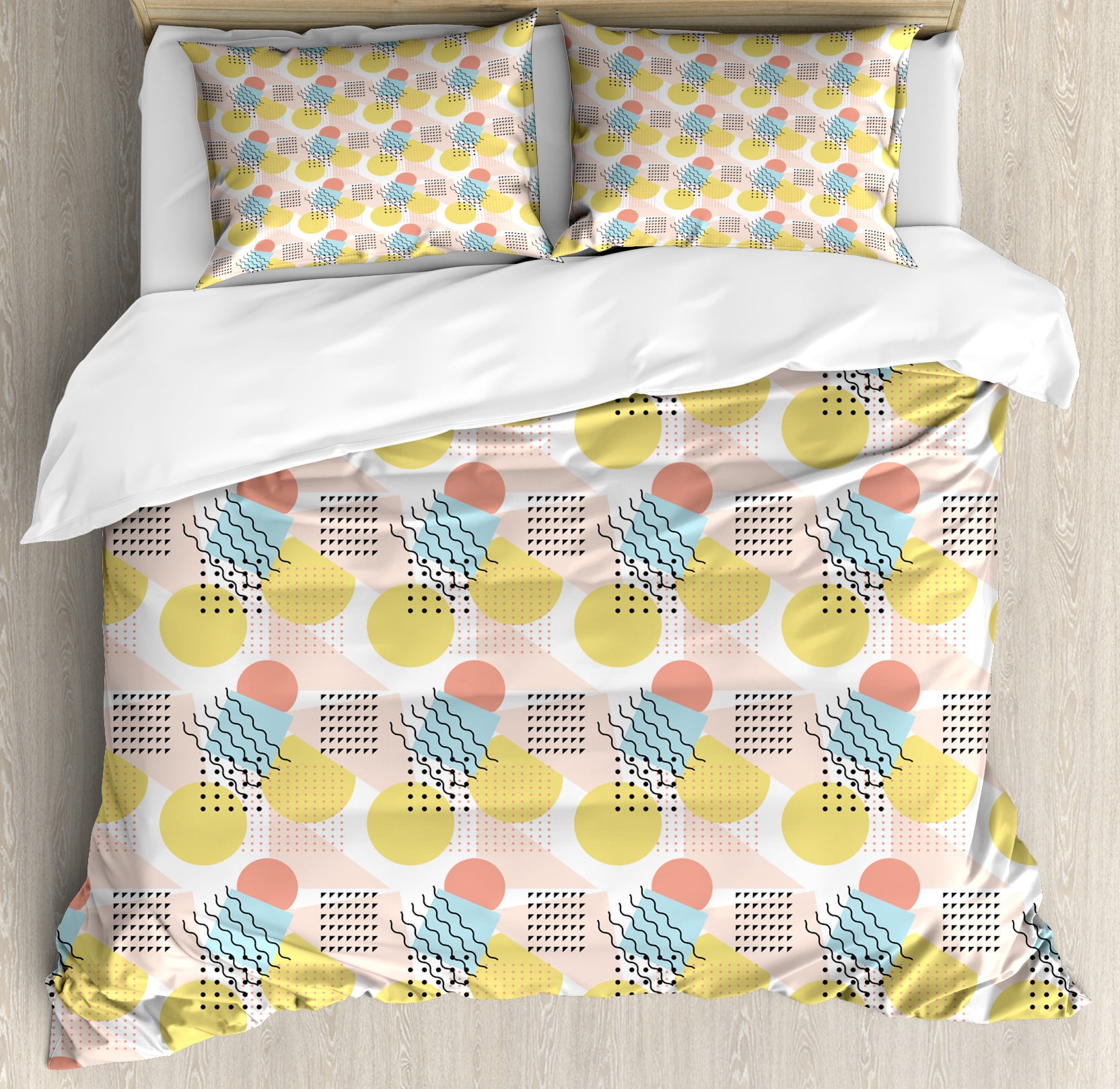 Geometric Duvet Cover Set, Modern Illustration with Unusual Trippy ...