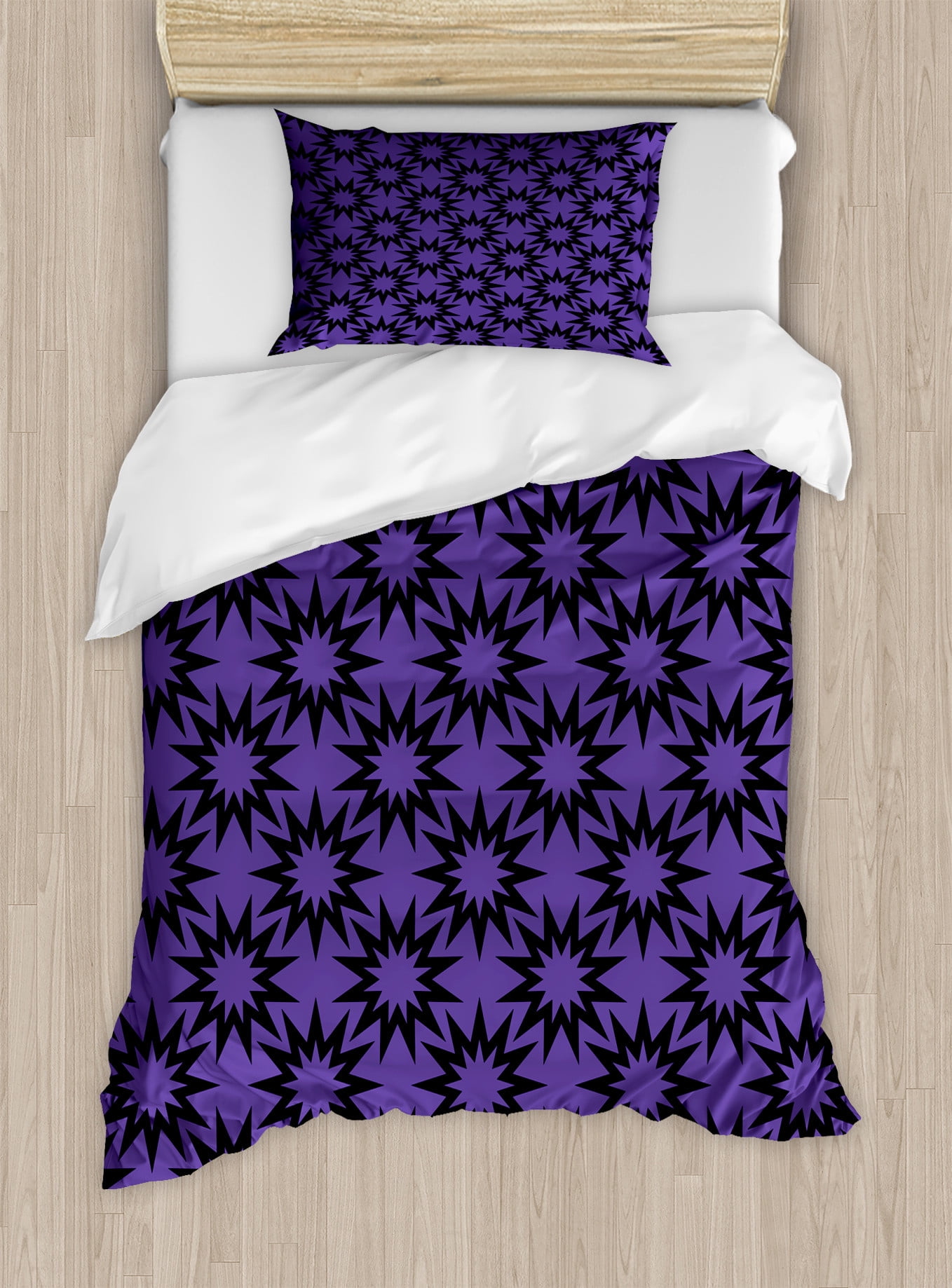 Geometric Duvet Cover Set, Monochromatic Pattern of Continuous Sun ...