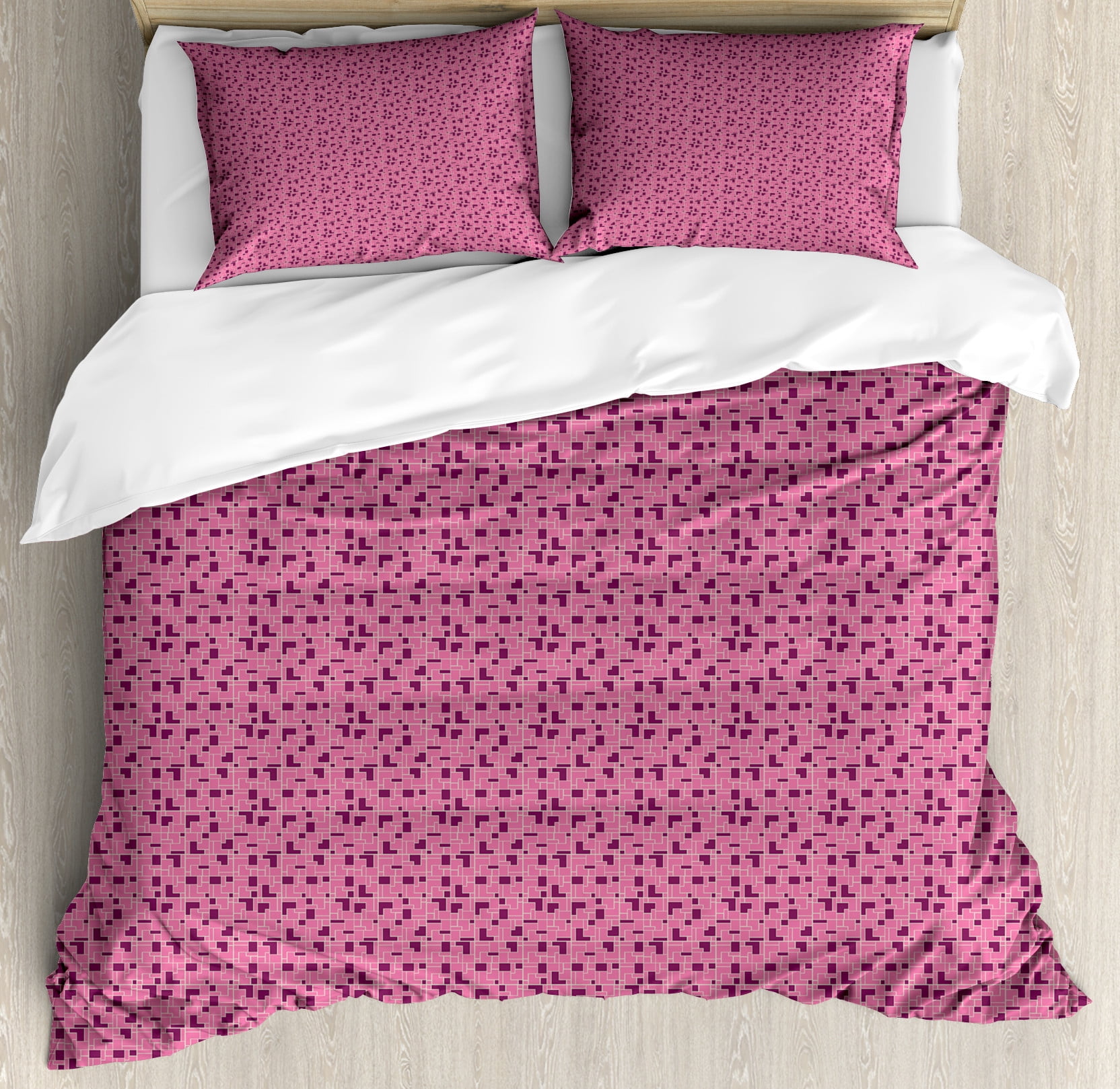 Geometric Duvet Cover Set, Monotone Irregular Rectangle Pattern with ...