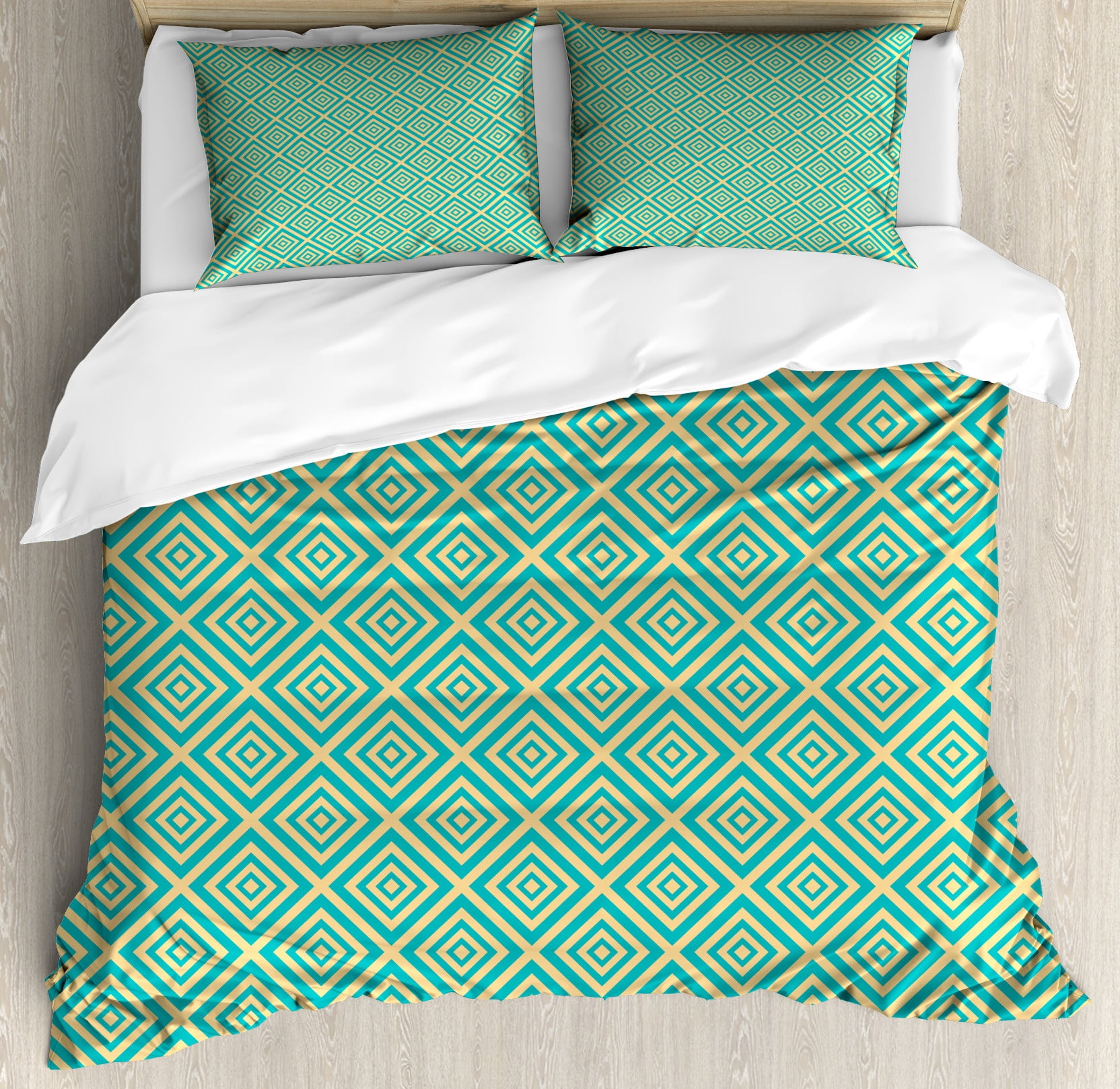 Geometric Duvet Cover Set, Nested Squares Geometrical Contemporary ...