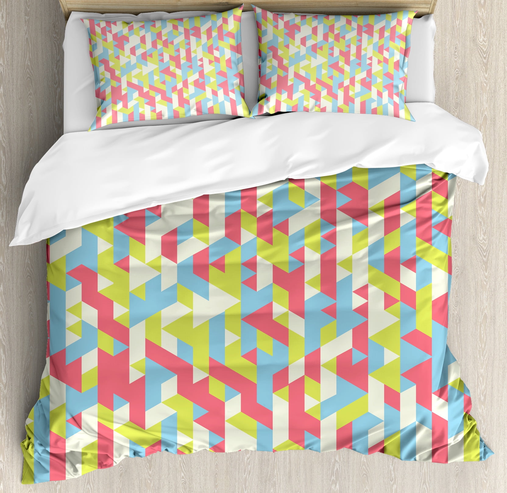 Geometric Duvet Cover Set, Psychedelic Backdrop with Fractal Gradient ...