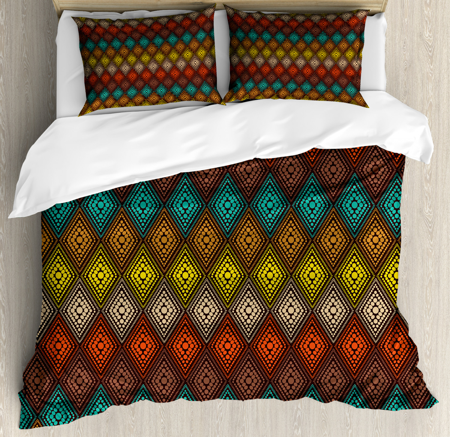 Geometric Duvet Cover Set Queen Size, Tribal Primitive Abstract Folk ...