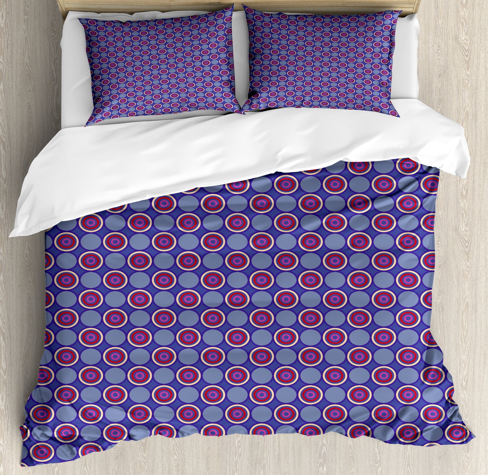 Geometric Duvet Cover Set, Retro Inspired Symmetric Pattern with ...