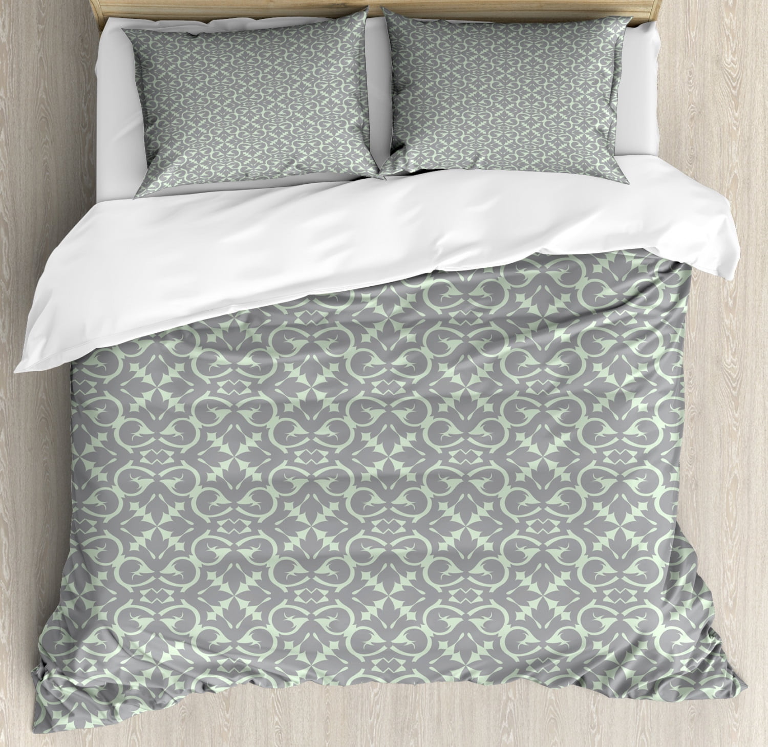 Geometric Duvet Cover Set, Retro Style Illustration Ornamented with ...