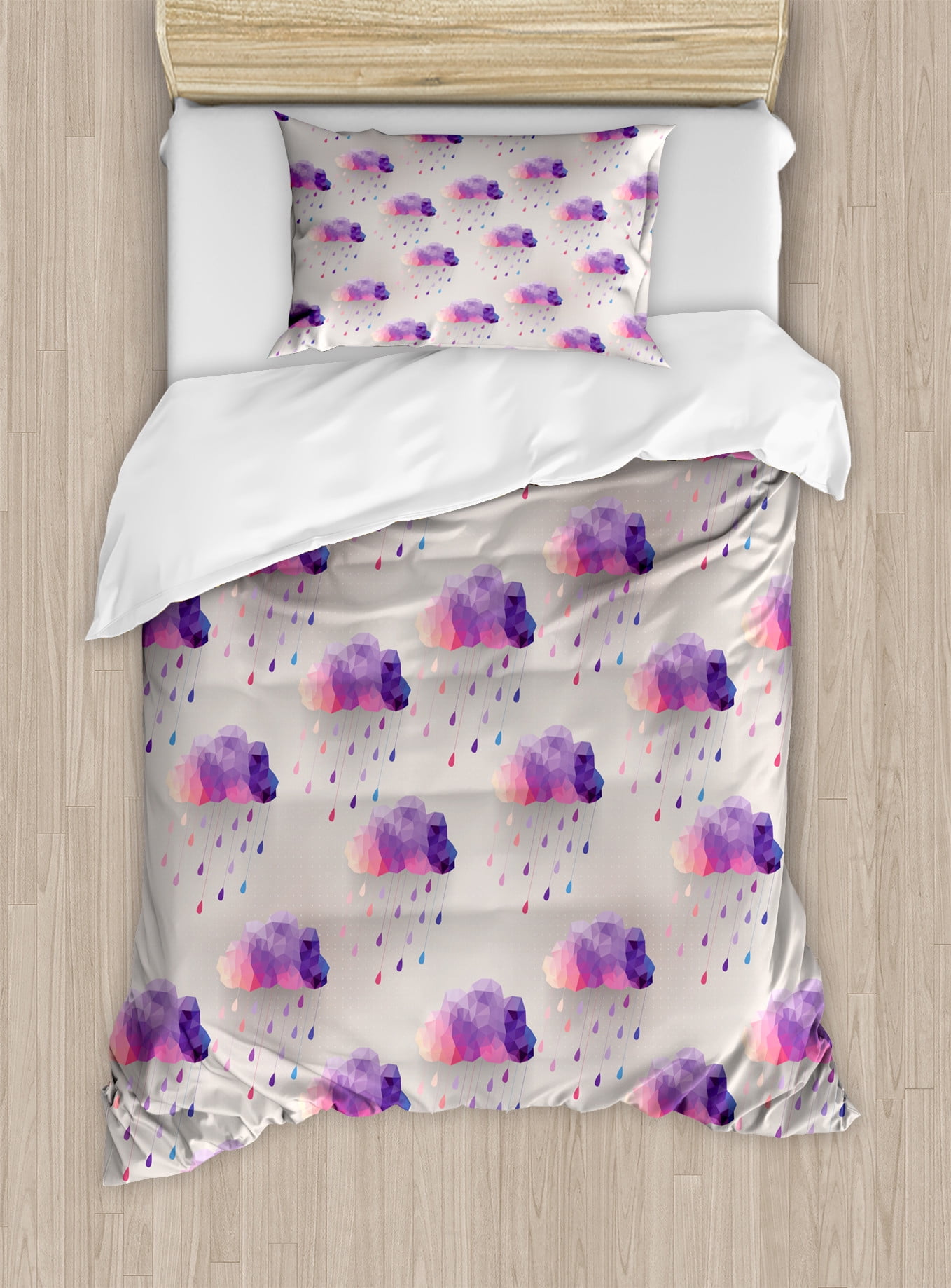Geometric Duvet Cover Set, Retro Triangle Pattern Geometric Art Mosaic ...
