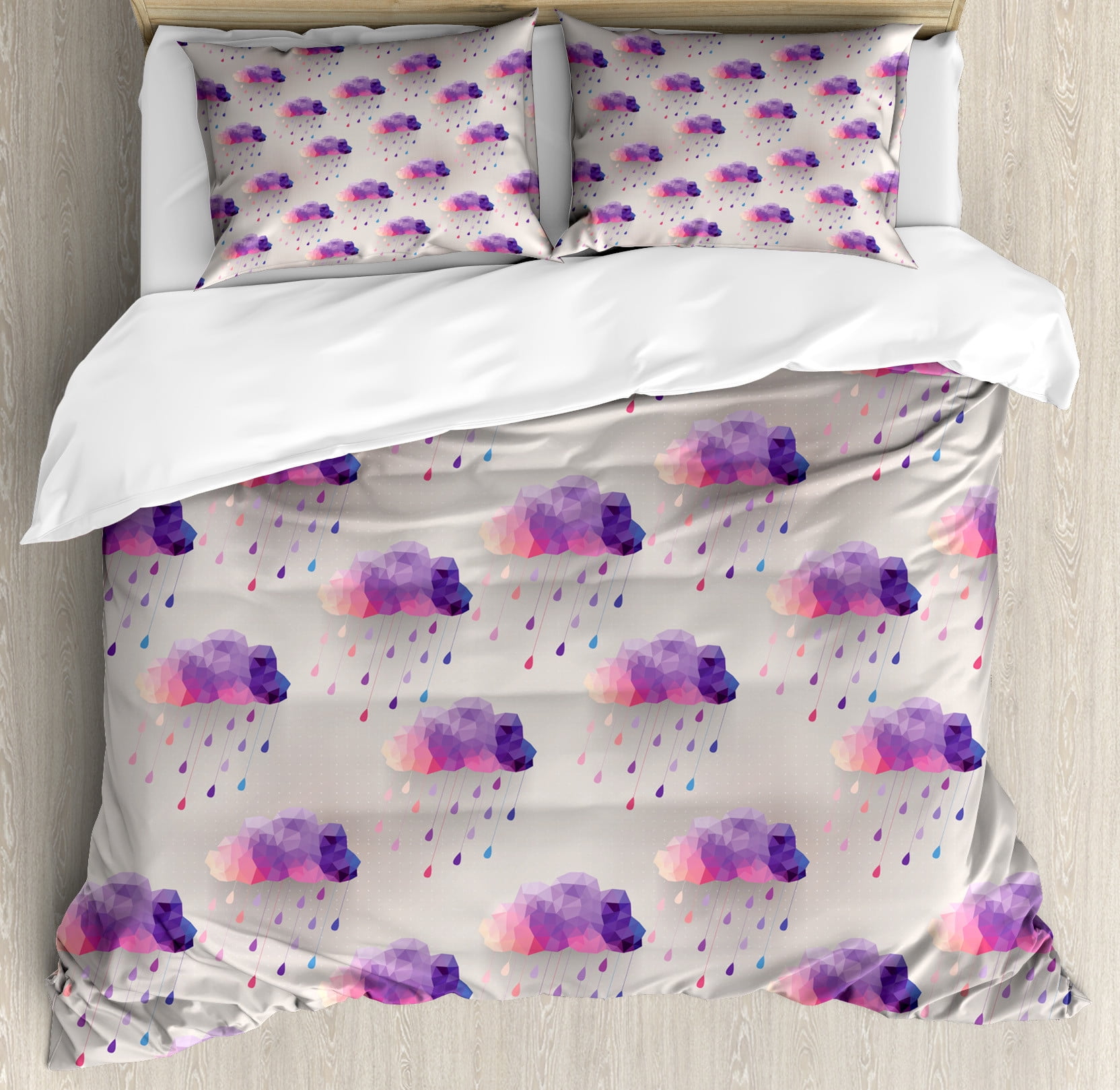 Geometric Duvet Cover Set, Retro Triangle Pattern Geometric Art Mosaic ...