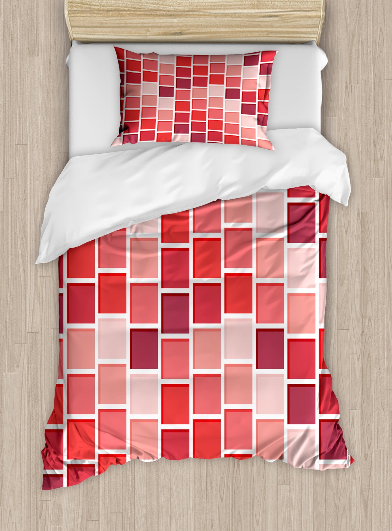 Geometric Duvet Cover Set, Tile Rectangle Square Cube Vertical Lines ...