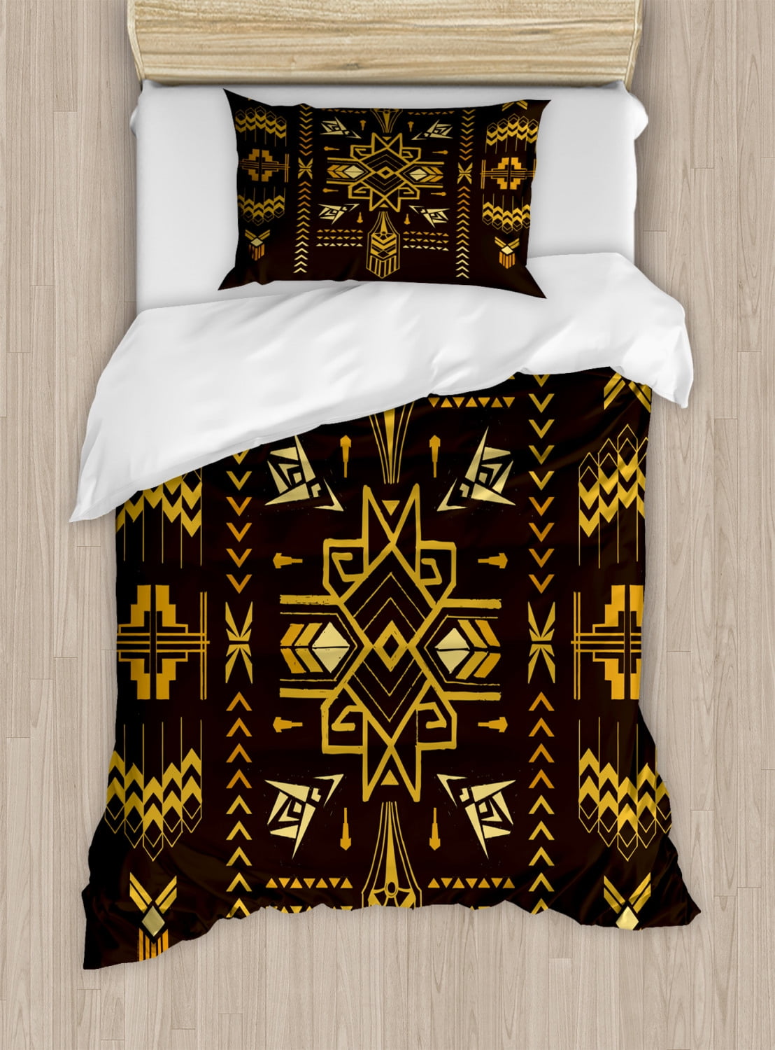 Geometric Duvet Cover Set, Tribal Hand Drawn Vintage Aztec Background ...