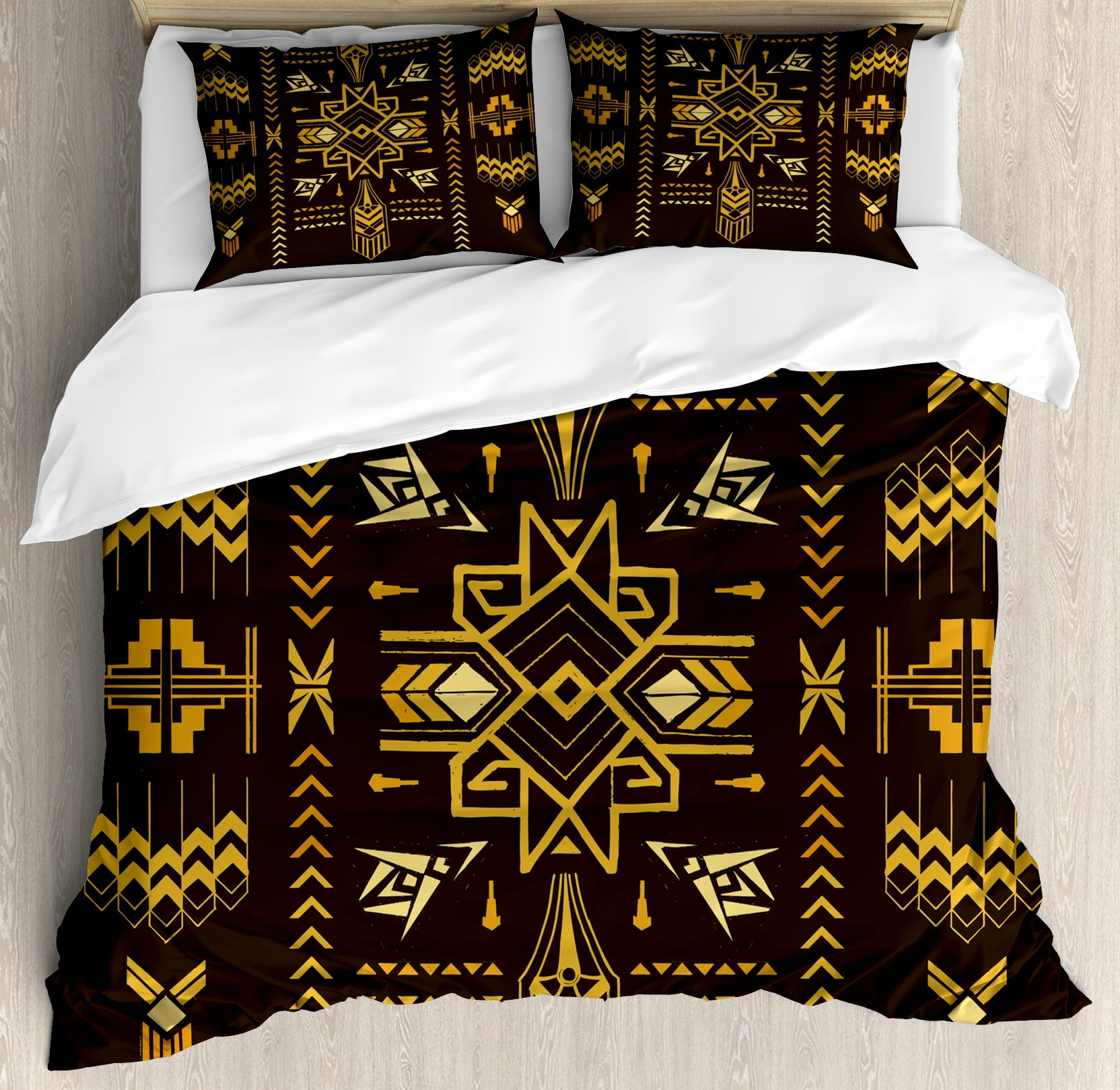 Geometric Duvet Cover Set, Tribal Hand Drawn Vintage Aztec Background ...