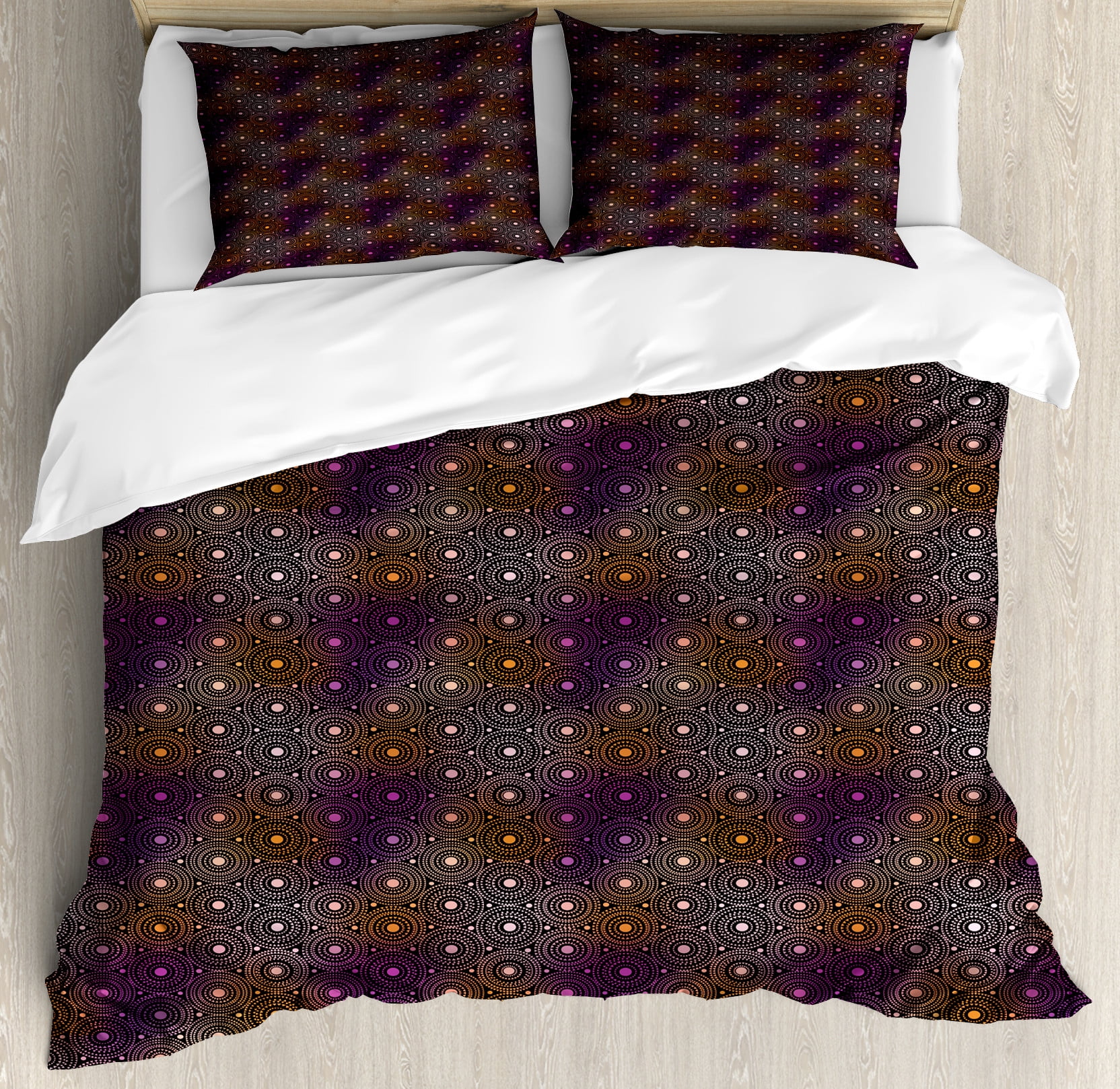 Geometric Duvet Cover Set, Tribal Inspired Spots Circled with Mini ...