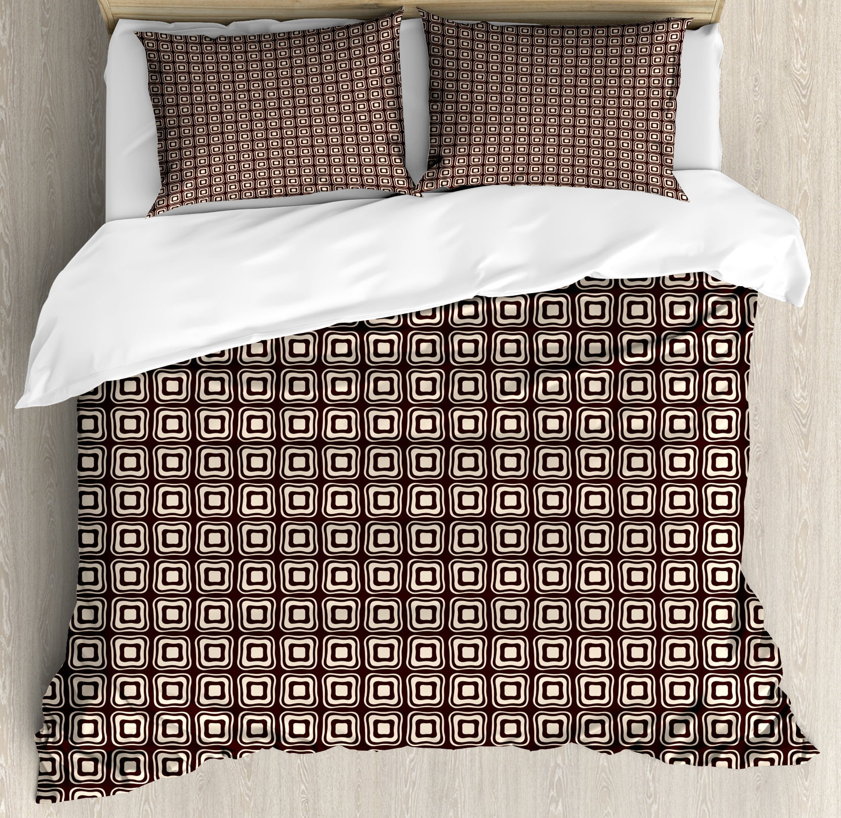 Geometric Duvet Cover Set, Tribal Motifs with Concentric Squars ...