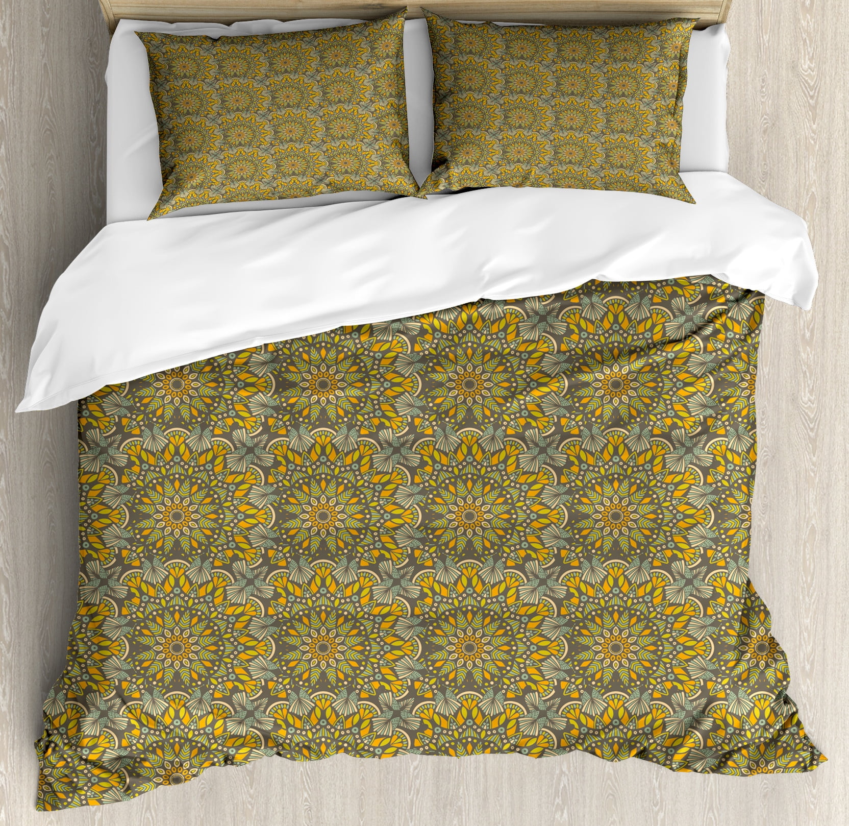 Geometric Duvet Cover Set, Vintage Ethnic Themed Illustration Art ...