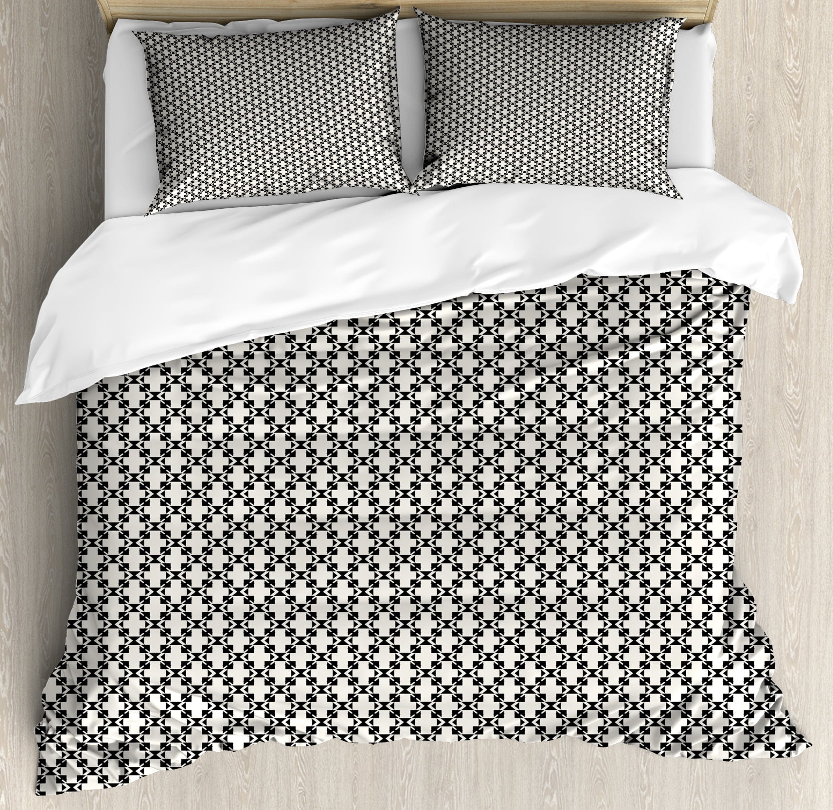 Geometric Duvet Cover Sets, Creative Design Rhombus Shape Grid ...