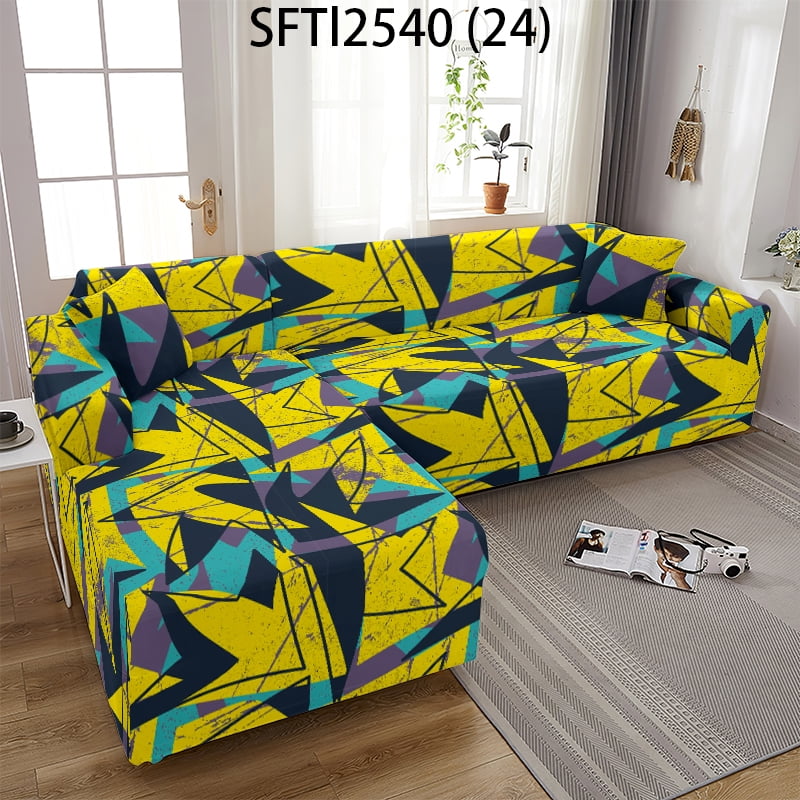 Geometric Elastic Sofa Covers Abstract Geometric Stretch Sofa Slipcover ...