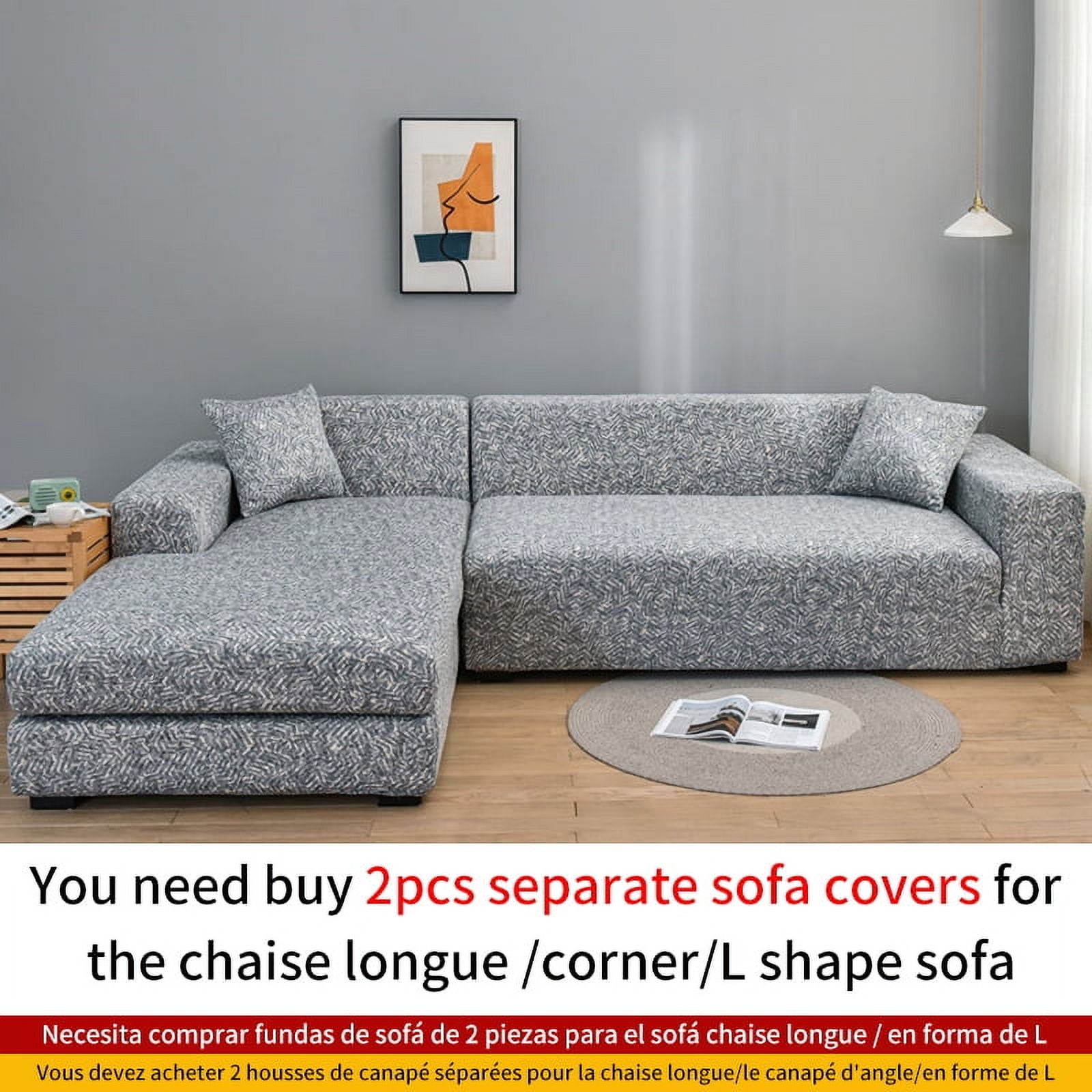 Geometric Elastic Sofa Covers for Living Room L Shape Need Buy 2PCS ...