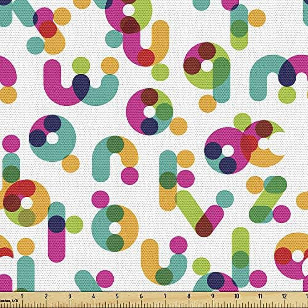 Geometric Fabric By The Yard, Modern Style Calligraphic Illustration Of ...