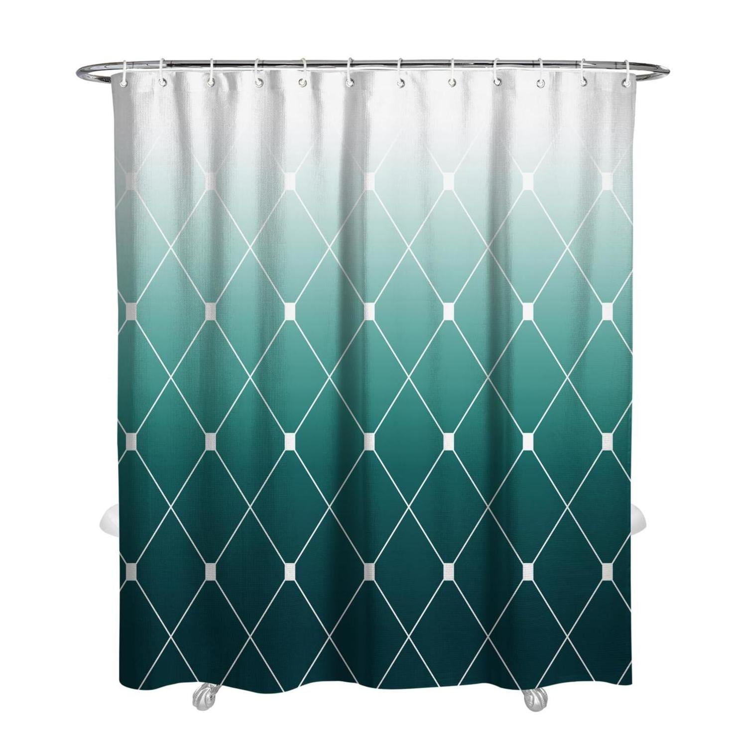 Geometric Fabric Shower Curtain Set, Abstract Mid Century Modern Minimalist Waterproof Shower ...