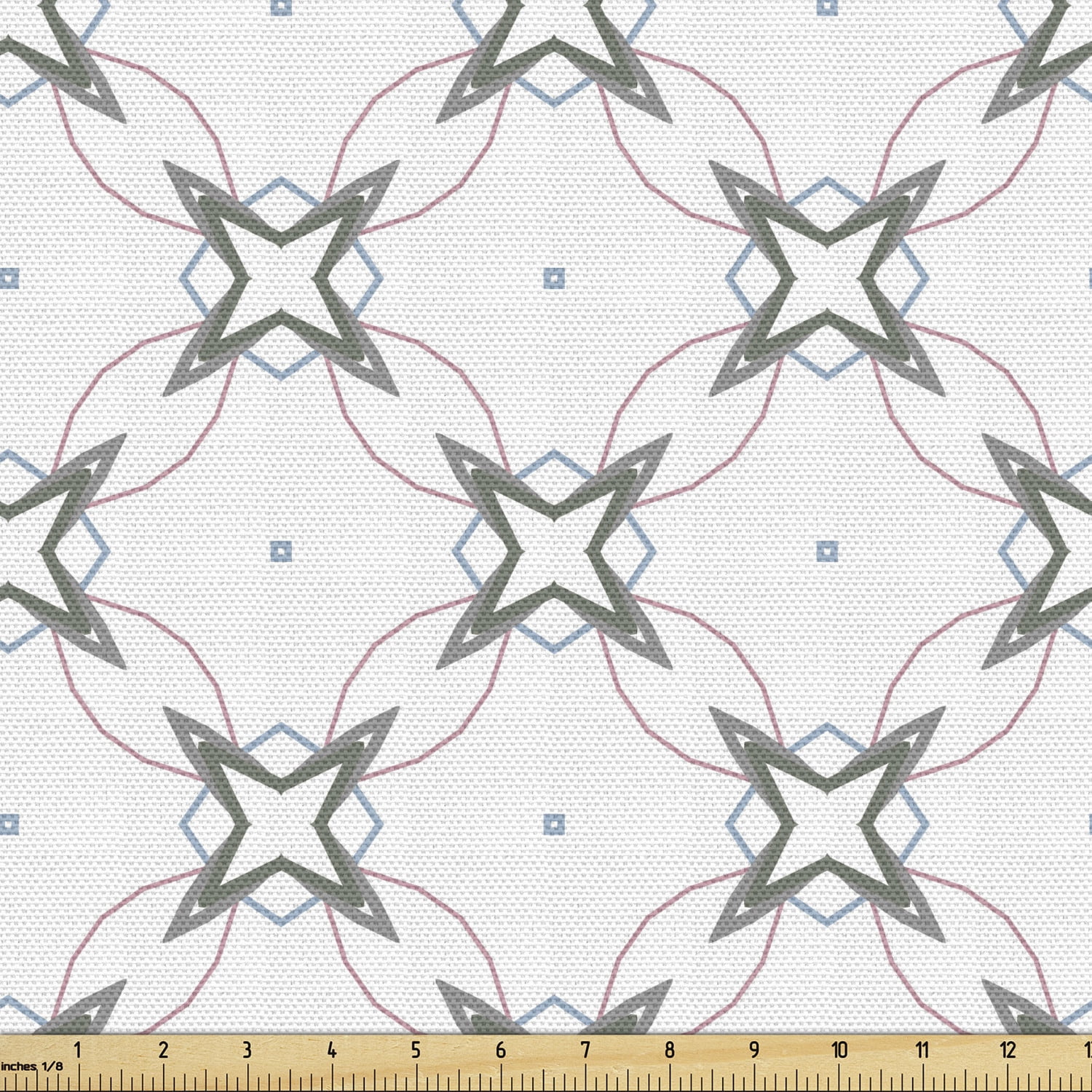 Ambesonne Geometric Fabric by the Yard Upholstery, Concentric Star ...