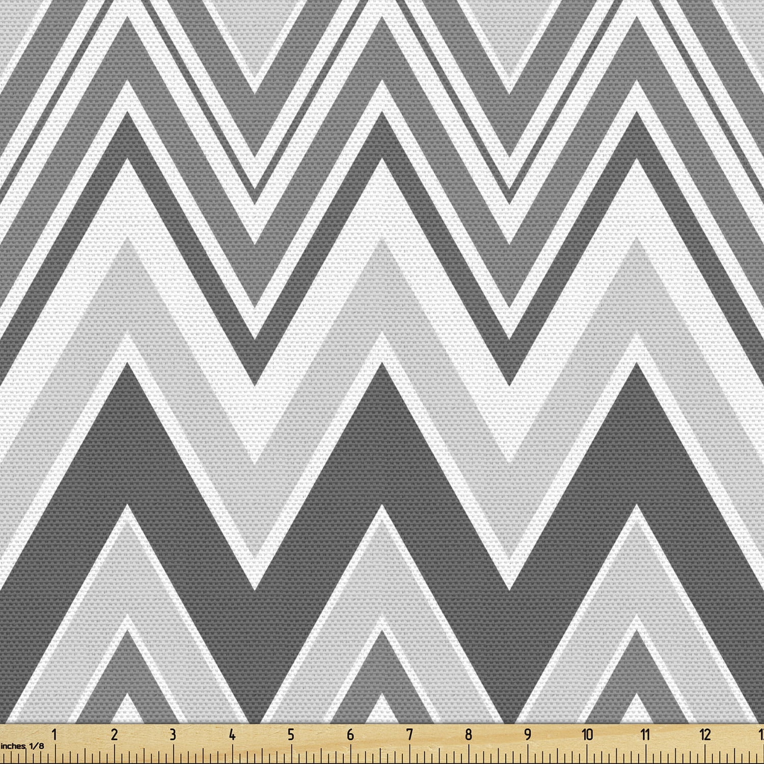 Ambesonne Geometric Fabric by the Yard Upholstery, Grayscale Zig Zag ...