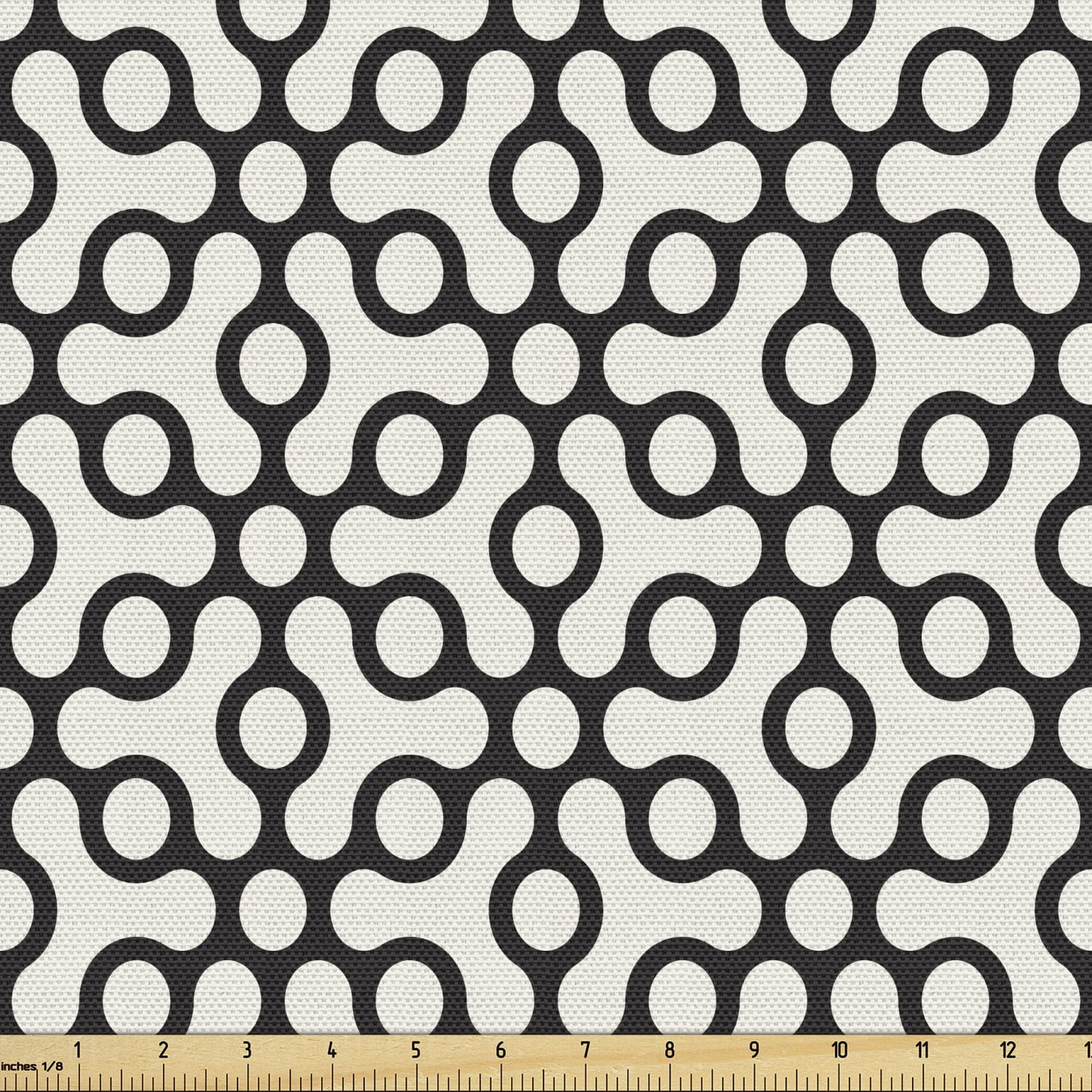 Ambesonne Geometric Fabric by the Yard Upholstery, Grid Like Circles ...
