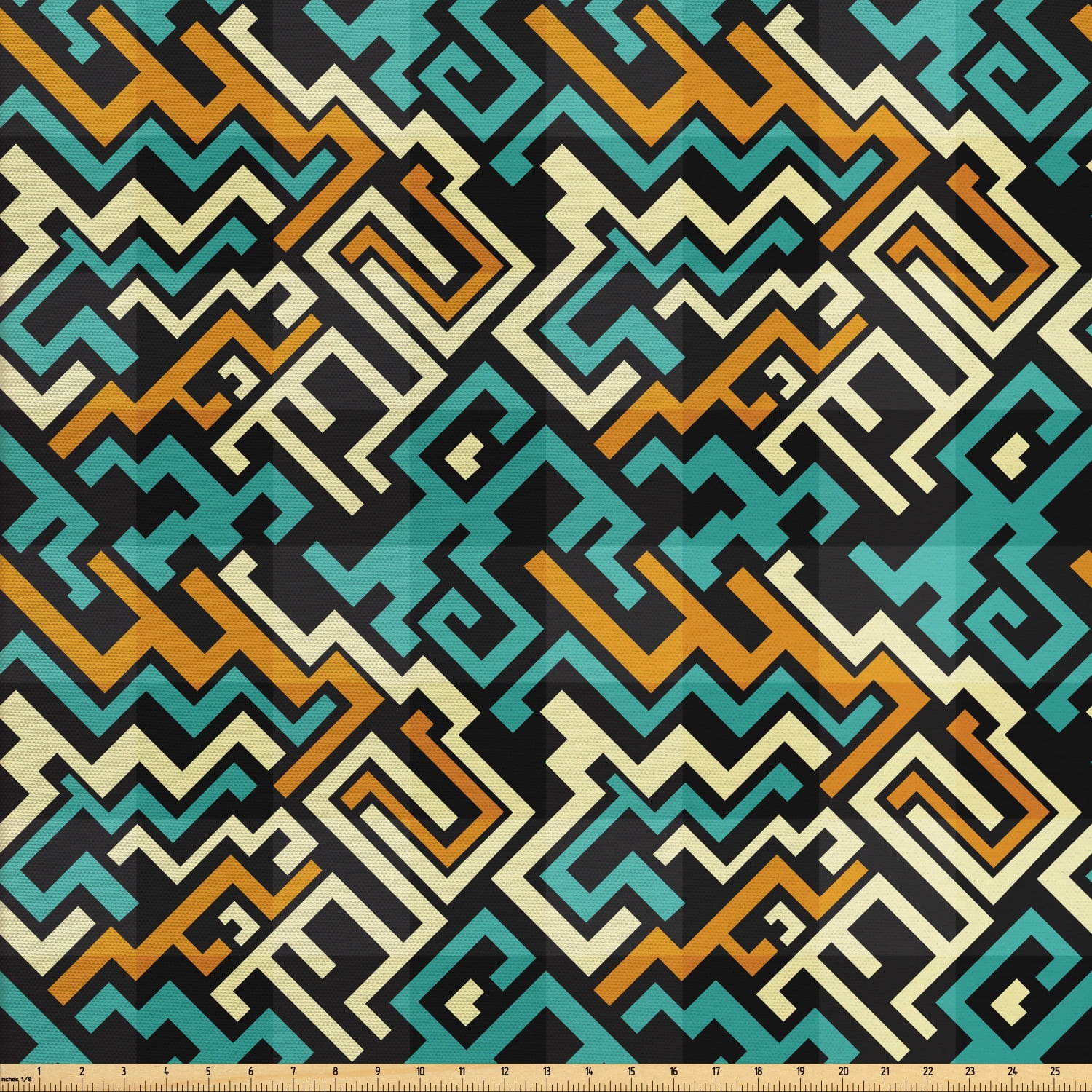 Ambesonne Geometric Fabric by the Yard Upholstery, Surreal Future Lines ...