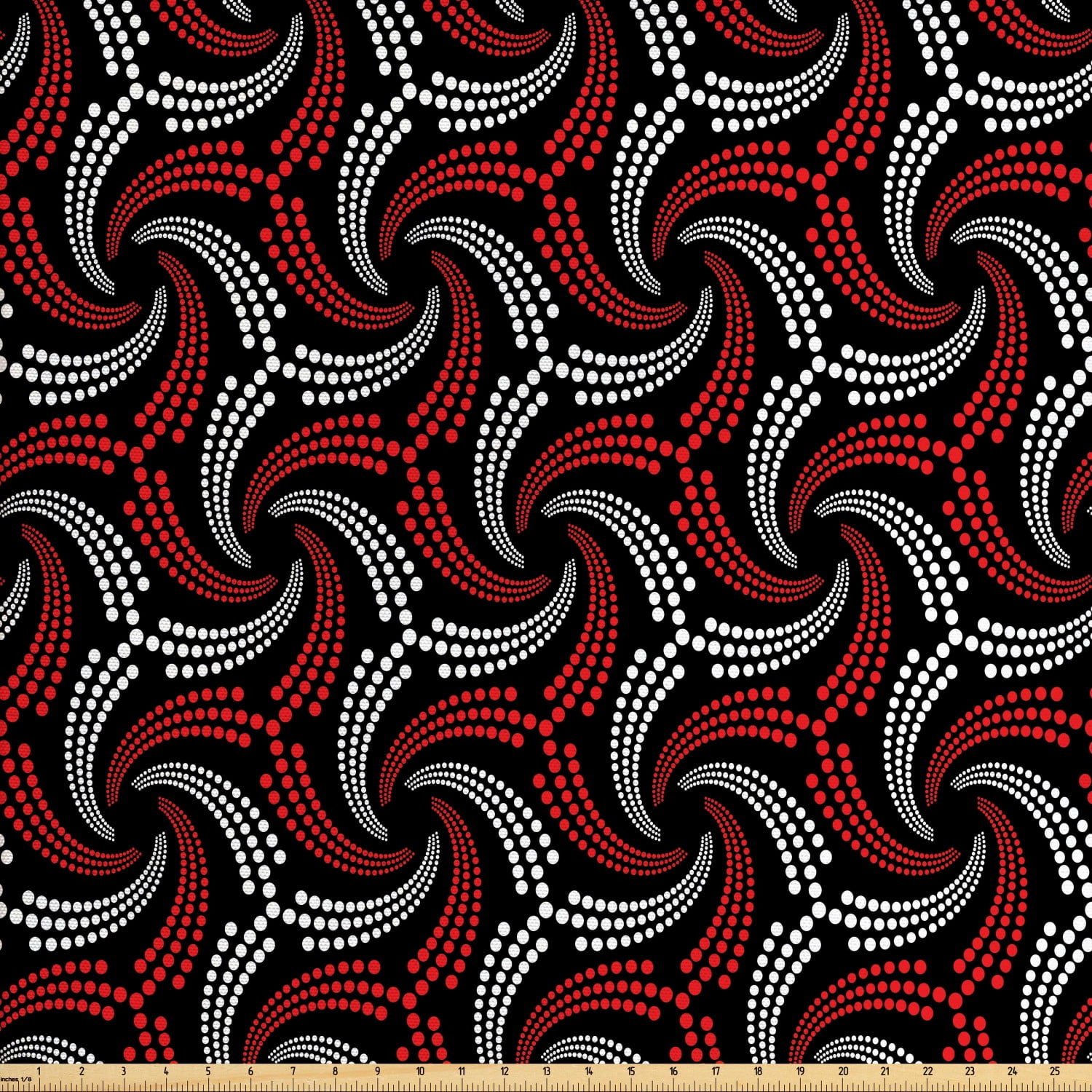 Ambesonne Geometric Fabric by the Yard Upholstery, Curvy and Dotted Art ...