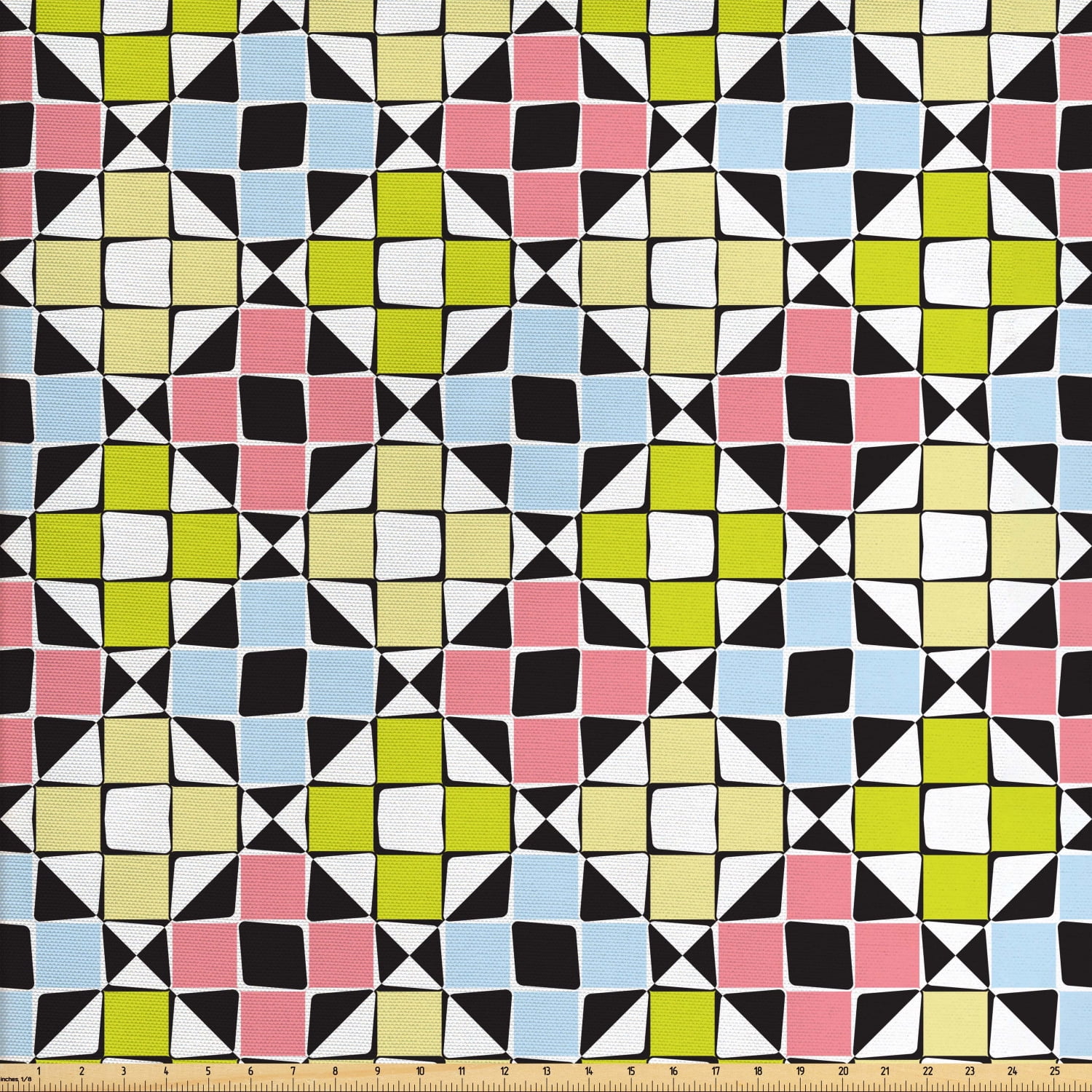 Geometric Fabric by the Yard, Abstract Uneven Squares Tiles Colorful ...