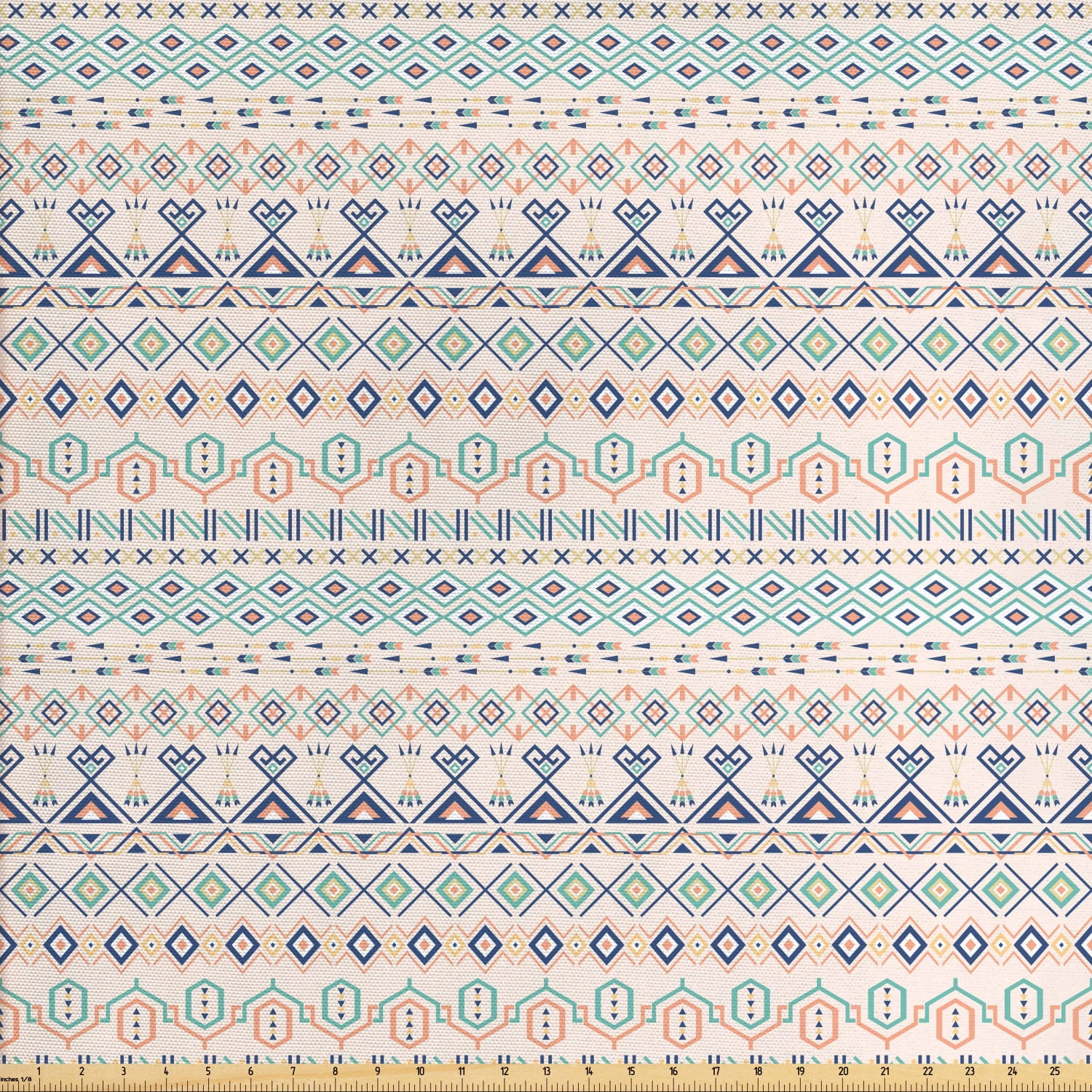 Ambesonne Geometric Fabric by the Yard Upholstery, Aztec Motifs Squares ...