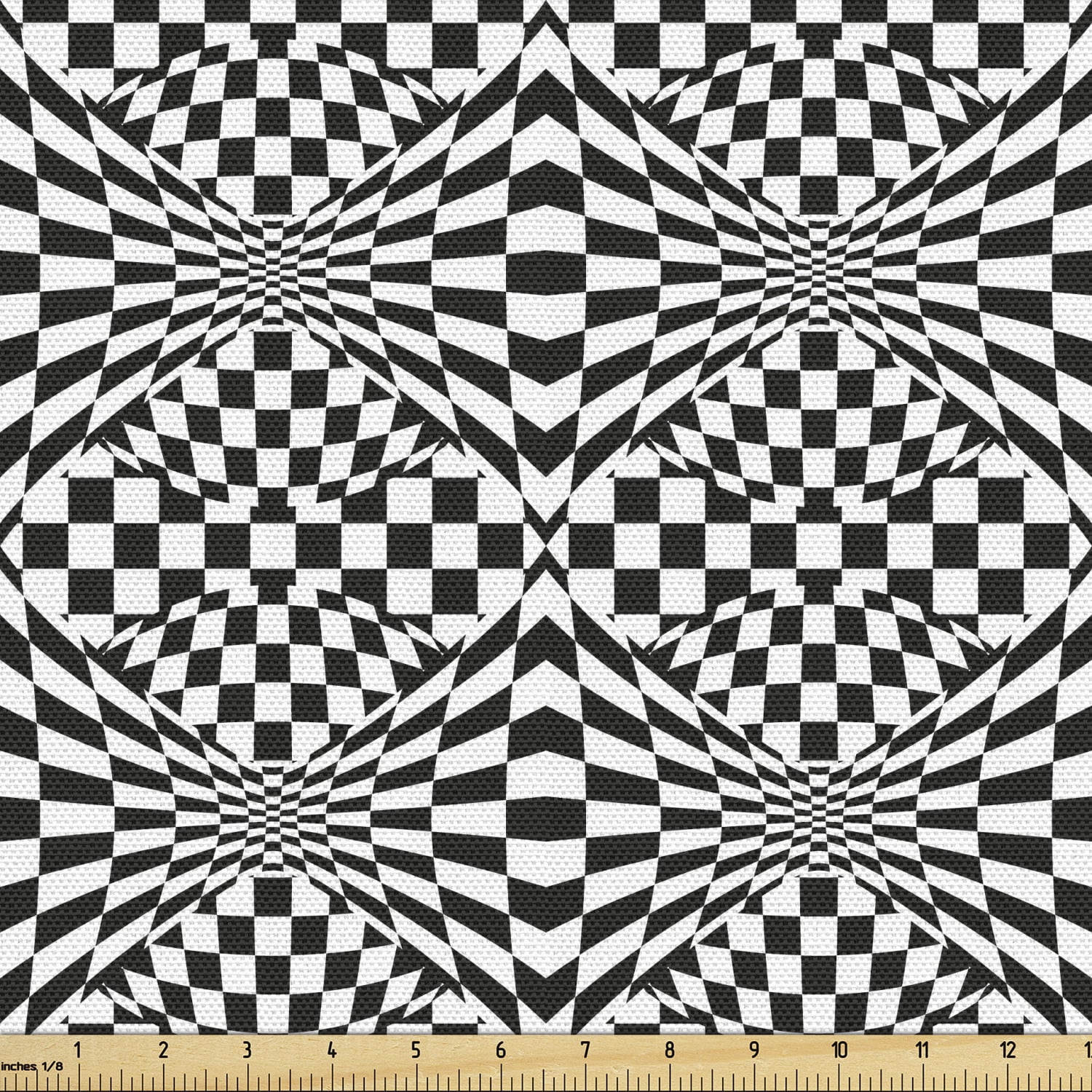 Ambesonne Geometric Fabric by the Yard Upholstery, Checkered Groovy ...