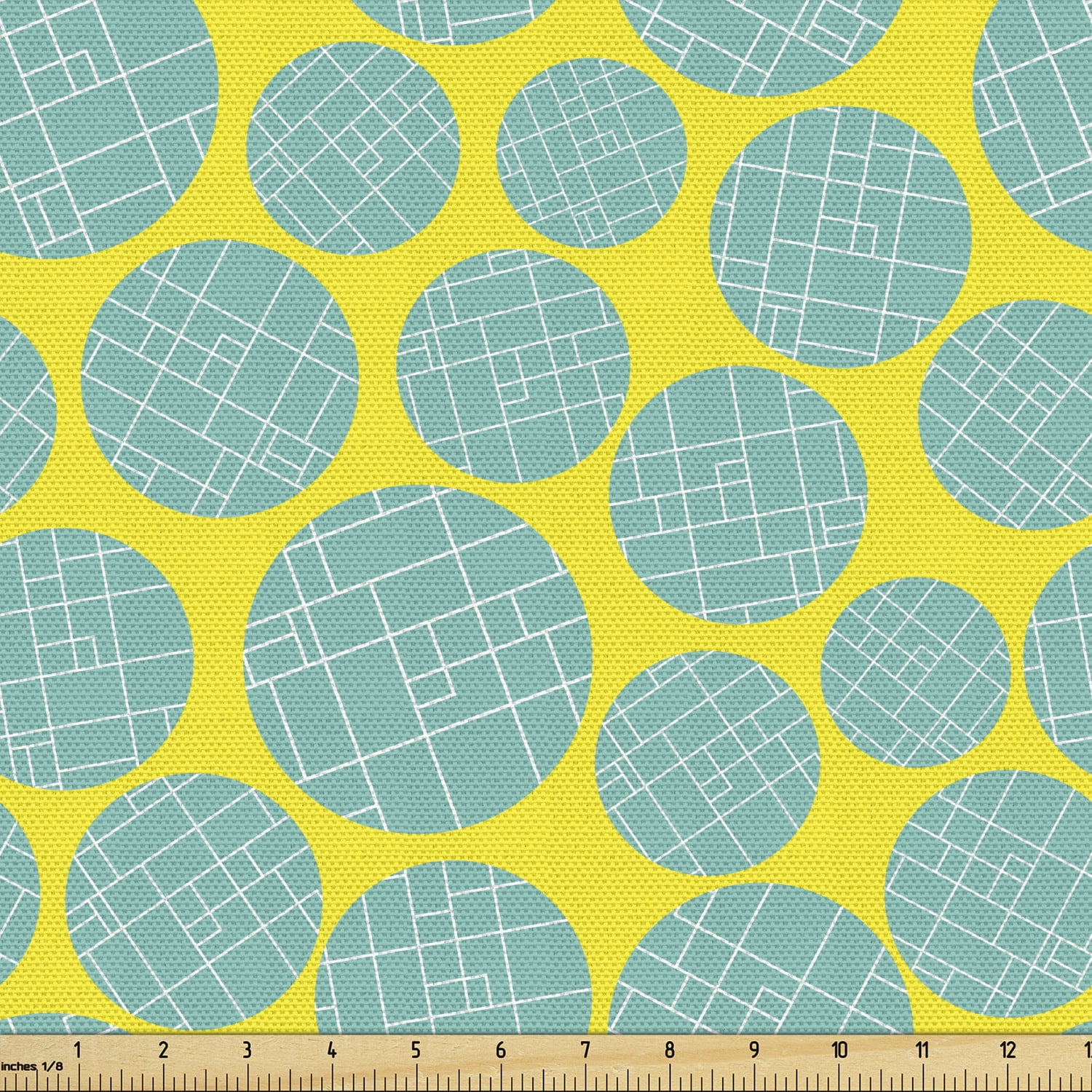 Geometric Fabric by the Yard, Contemporary Art Pattern with Squared ...