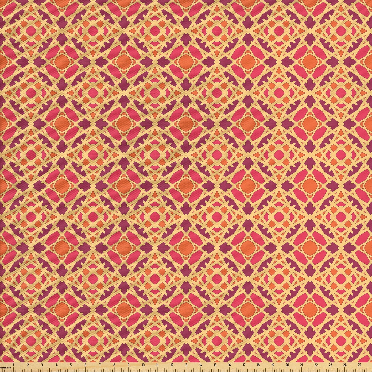 Ambesonne Geometric Fabric by the Yard Upholstery, Ornamental Shapes ...