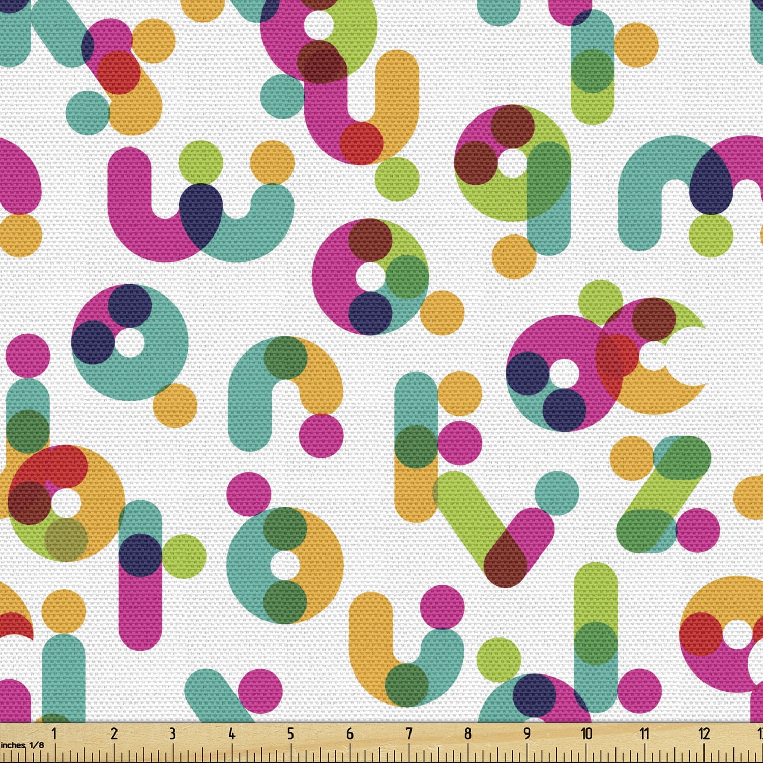 Ambesonne Geometric Fabric by the Yard Upholstery, Colorful Latin ...