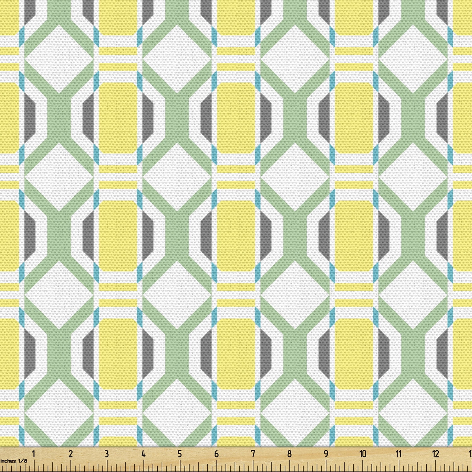 Ambesonne Geometric Fabric by the Yard Upholstery, Octagons and Squares ...