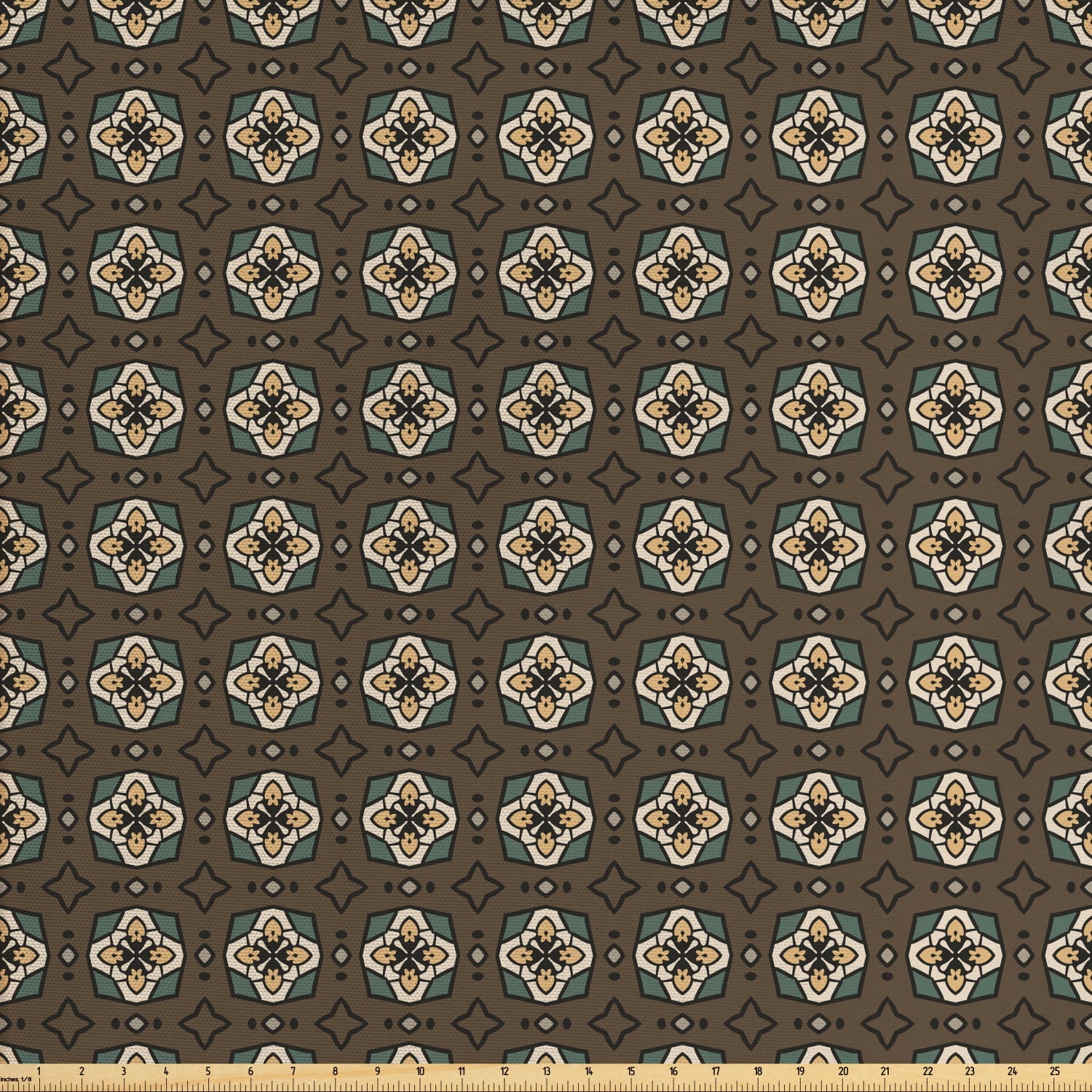 Ambesonne Geometric Fabric by the Yard Upholstery, Stars and Squares ...