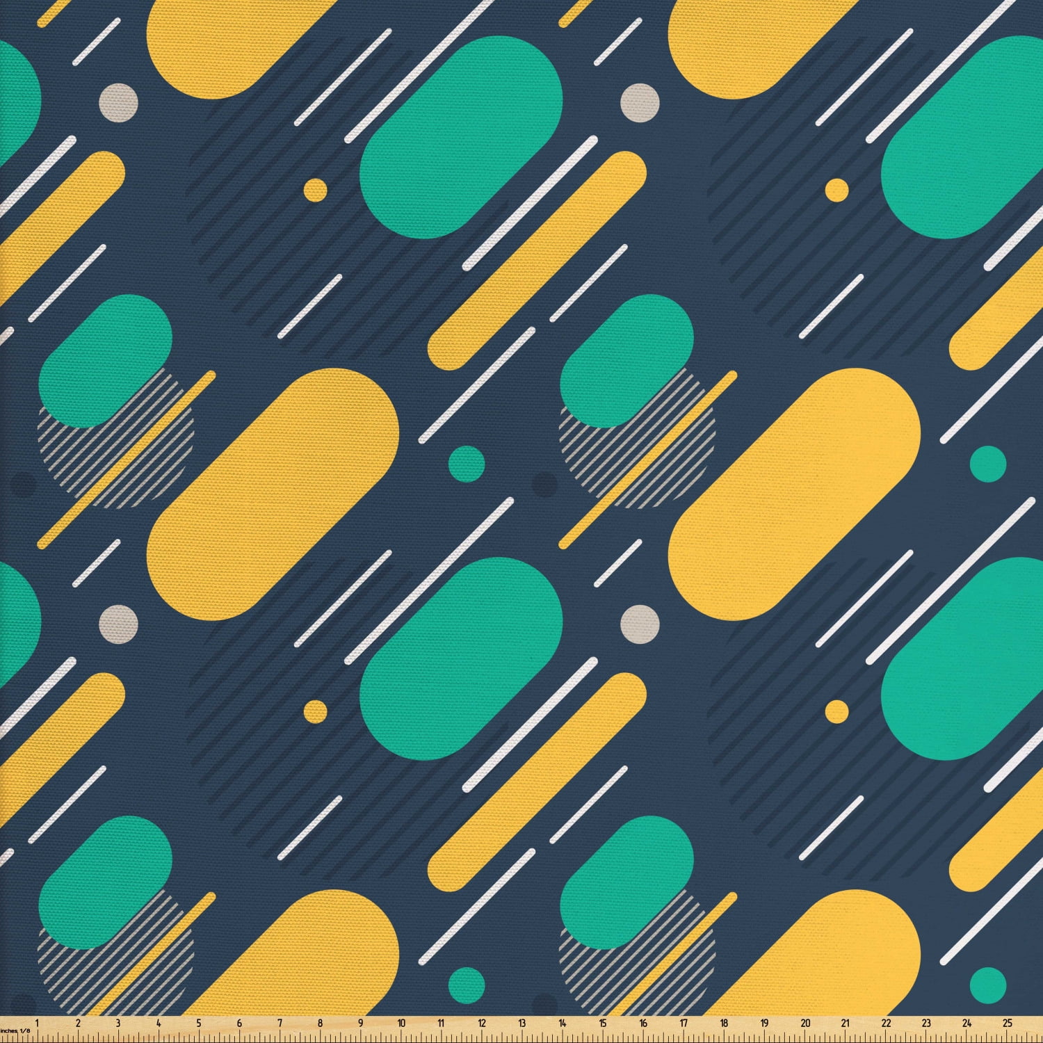 Ambesonne Geometric Fabric by the Yard Upholstery, Lines Circles Colors ...