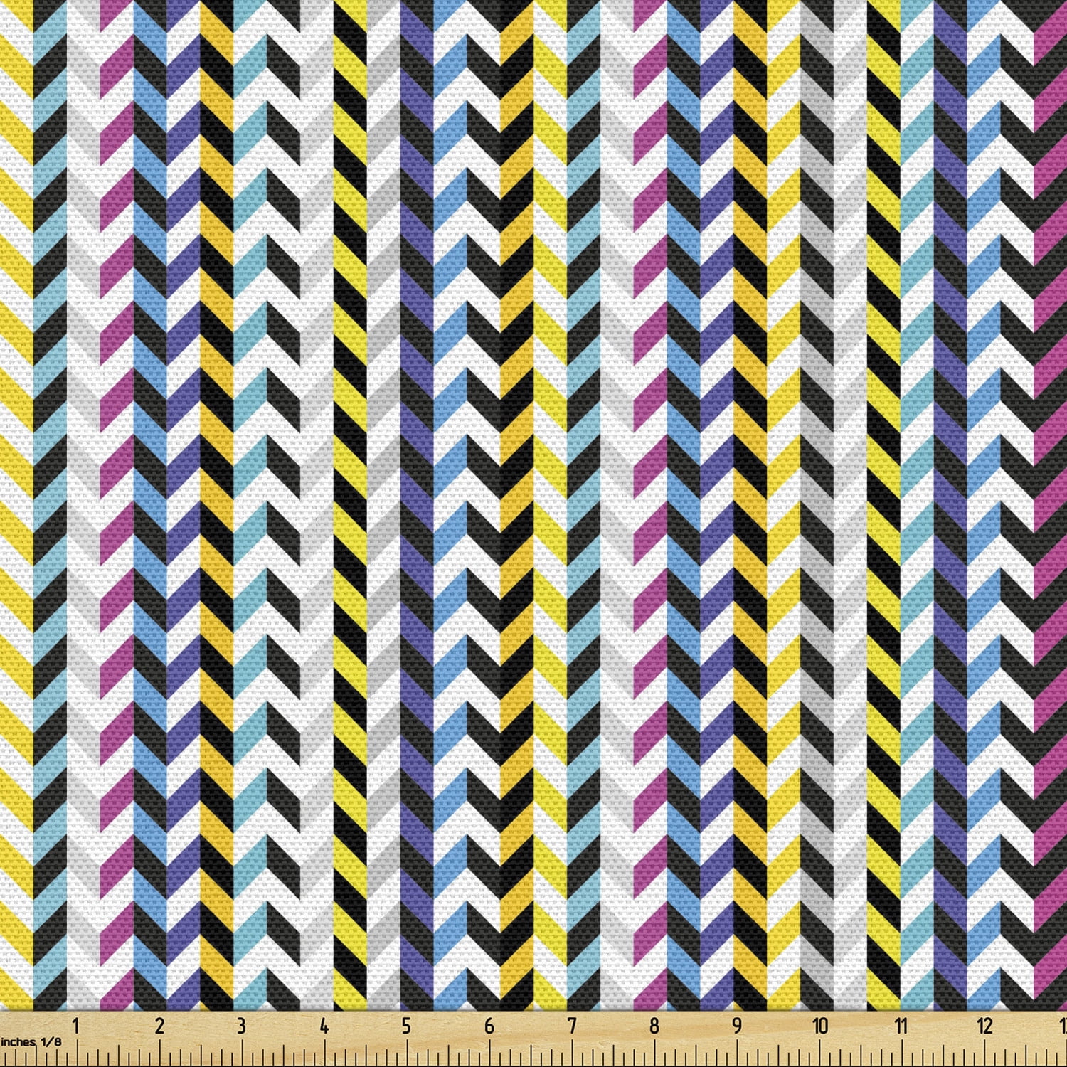 Ambesonne Geometric Fabric by the Yard Upholstery, Retro Funky ...