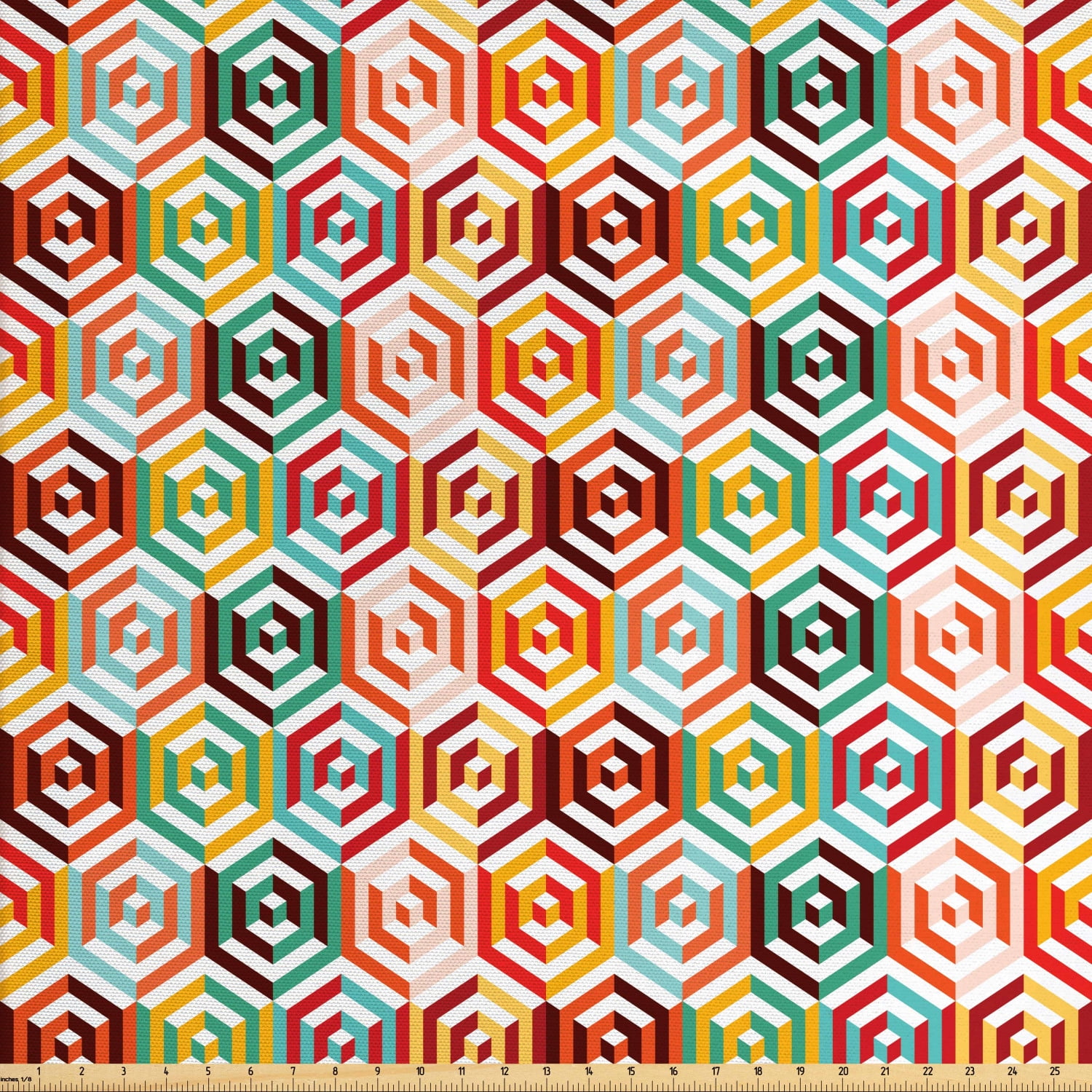 Ambesonne Geometric Fabric by the Yard Upholstery, Hexagonal Shape ...
