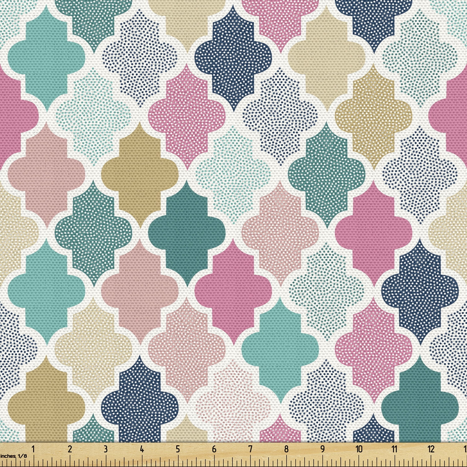 Ambesonne Geometric Fabric by the Yard Upholstery, Classical Moroccan ...