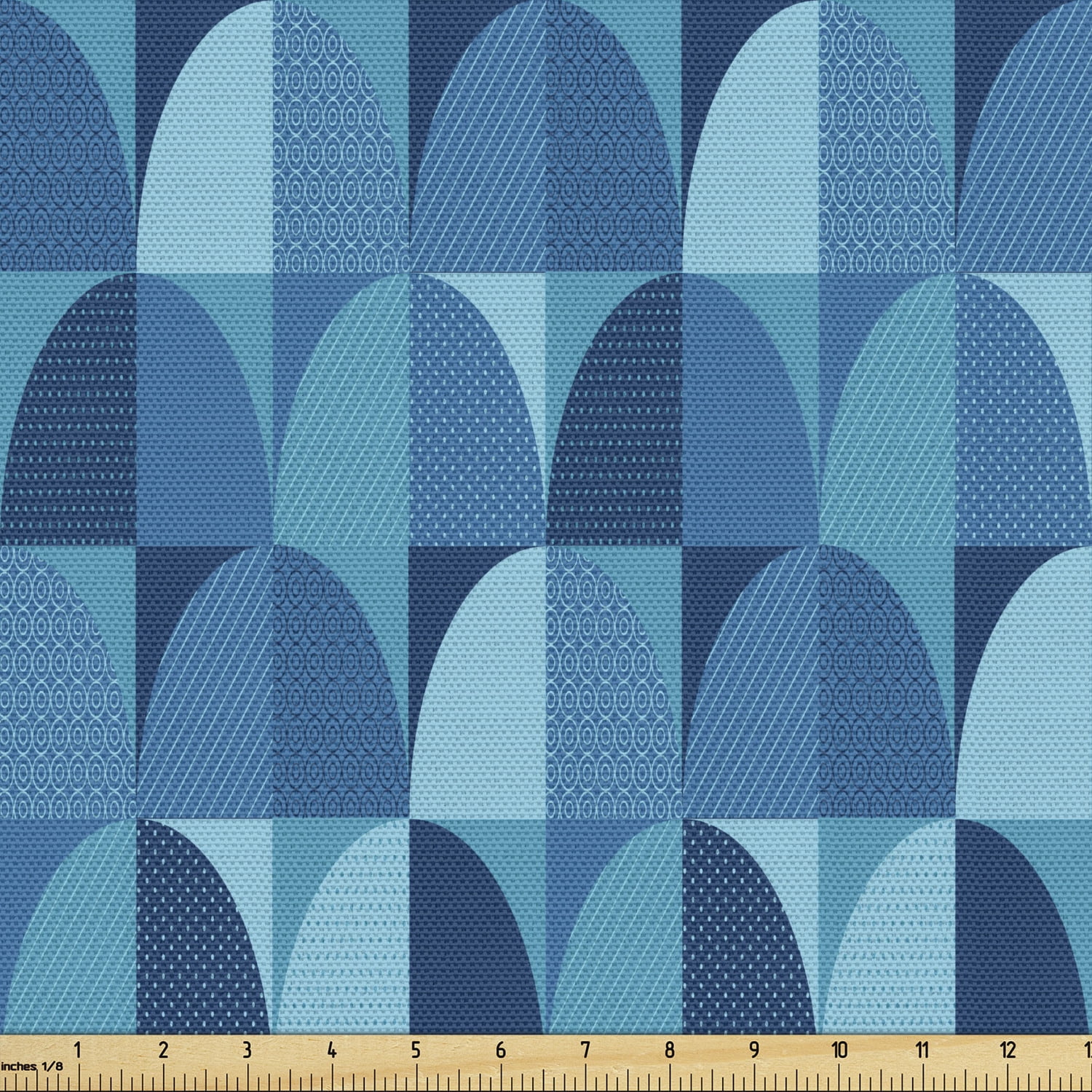 Ambesonne Geometric Fabric by the Yard Upholstery, Semi Rounds in ...