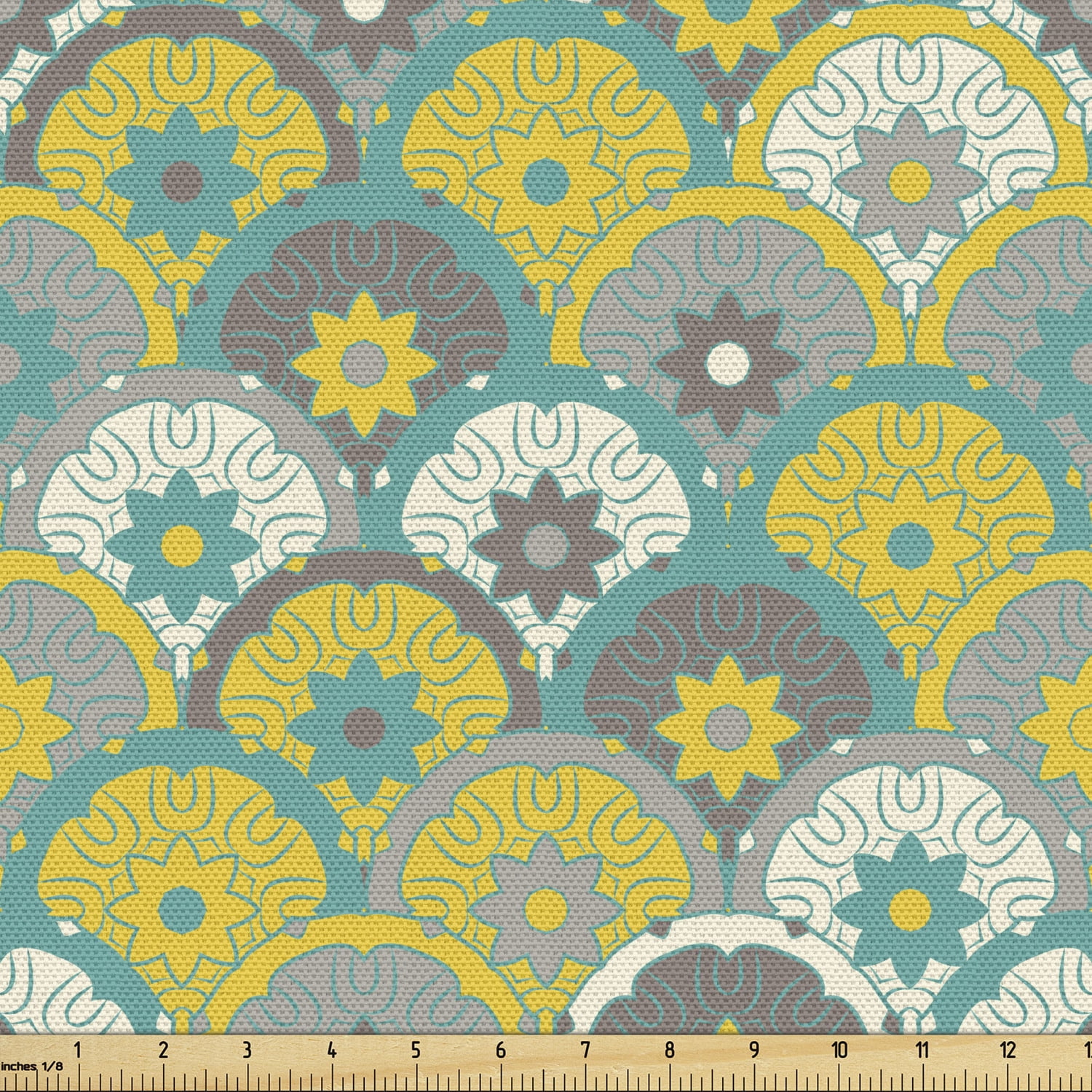 Geometric Fabric by the Yard Upholstery, Mandala Motifs in Pastel Color ...