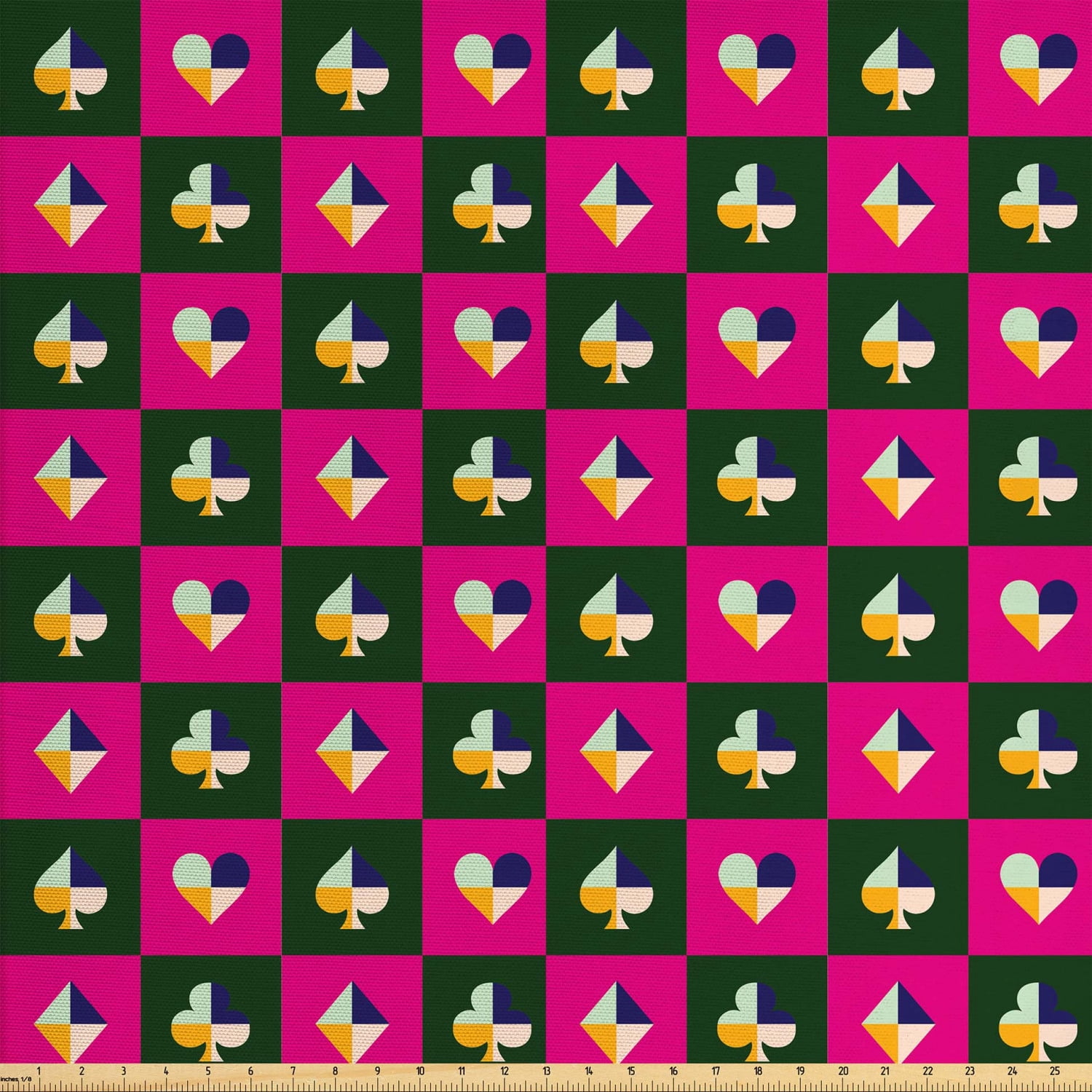 Geometric Fabric by the Yard Upholstery, Pattern of Squares Card Suit ...