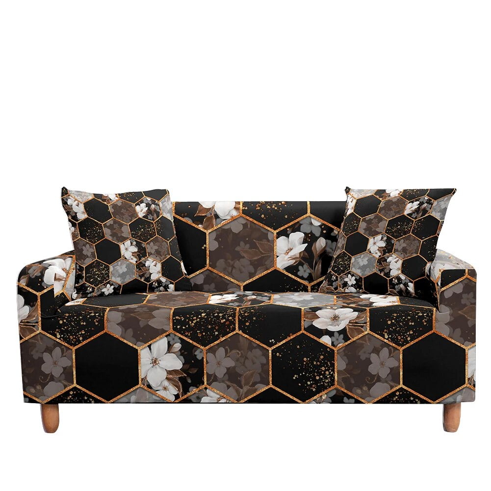 Geometric Figure Elastic Marble Sofa Cover Living Room Elastic ...
