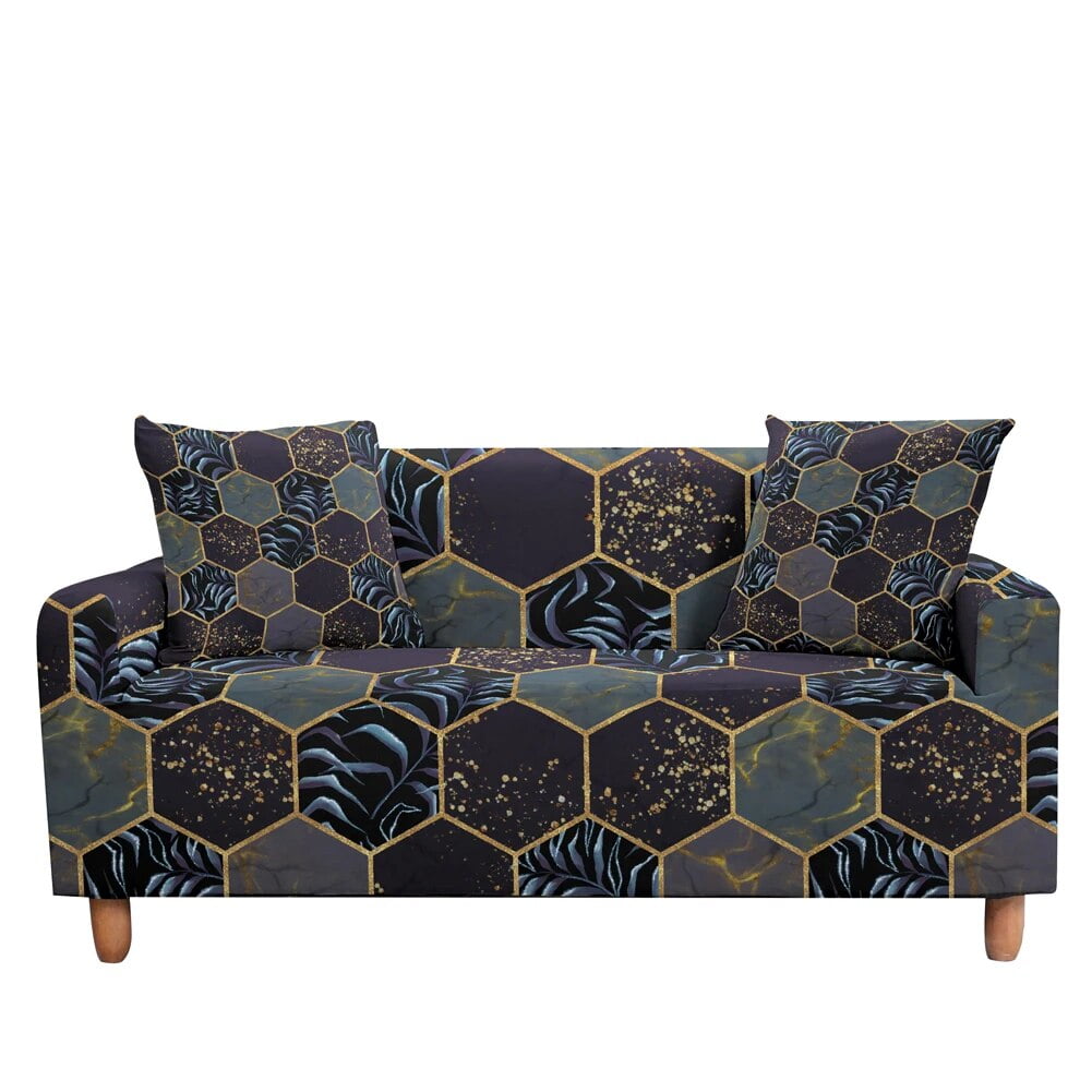 Geometric Figure Elastic Marble Sofa Cover Living Room Elastic ...