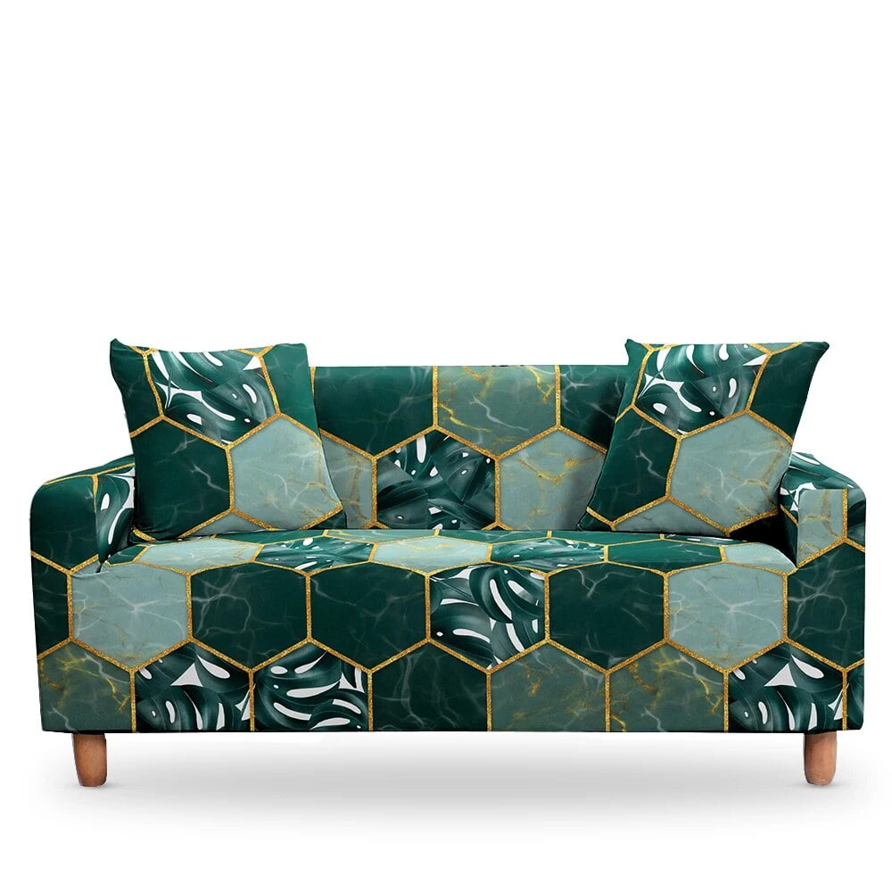 Geometric Figure Elastic Marble Sofa Cover Living Room Elastic ...